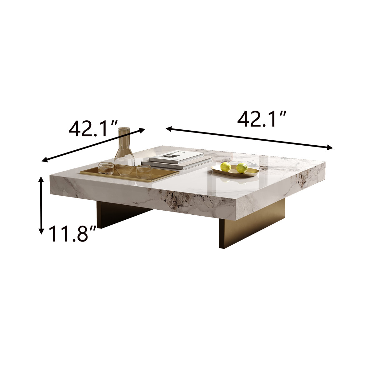 Hokku Designs Danery Faux Marble Square 42" Coffee Tables 2 Legs ...