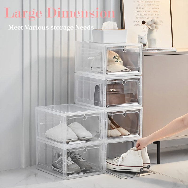 Rebrilliant 6 Pair Stackable Shoe Storage Box | Wayfair