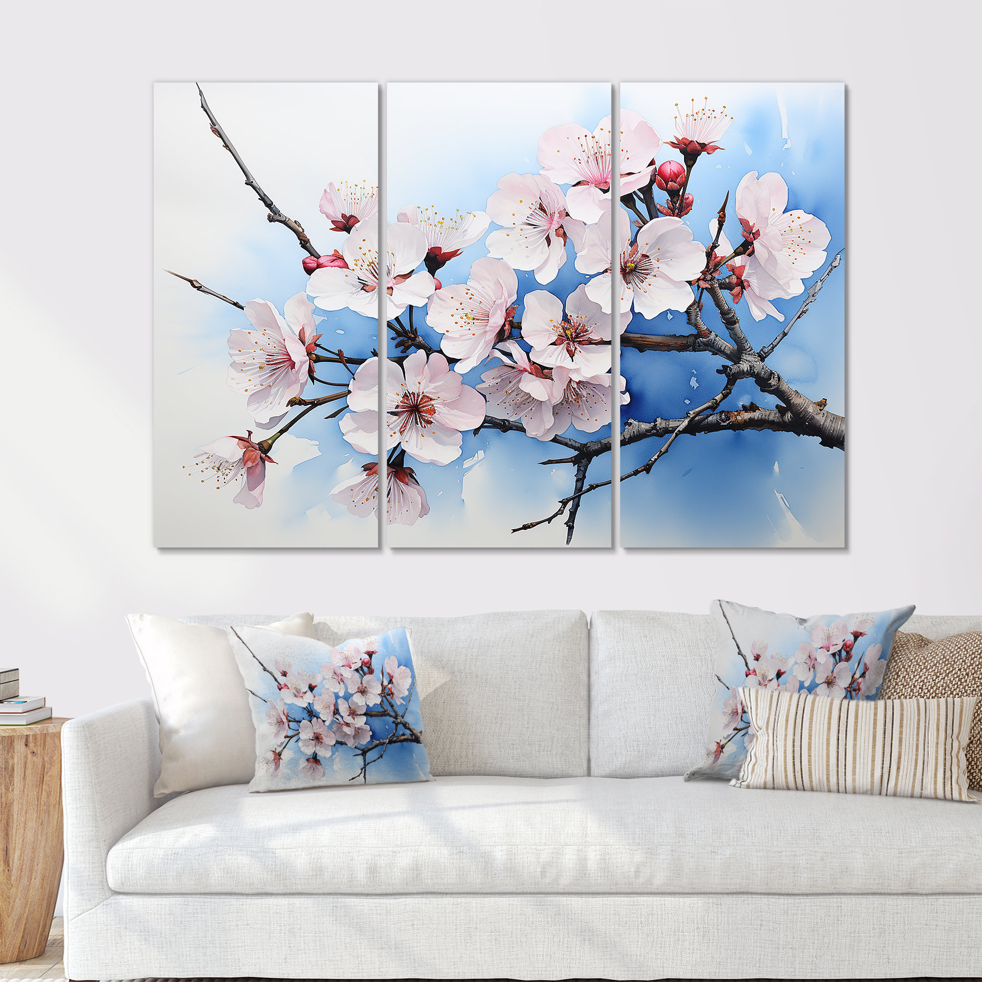 Lark Manor Japan Azure Cherry Blossoms - Japanese Canvas Art Set ...