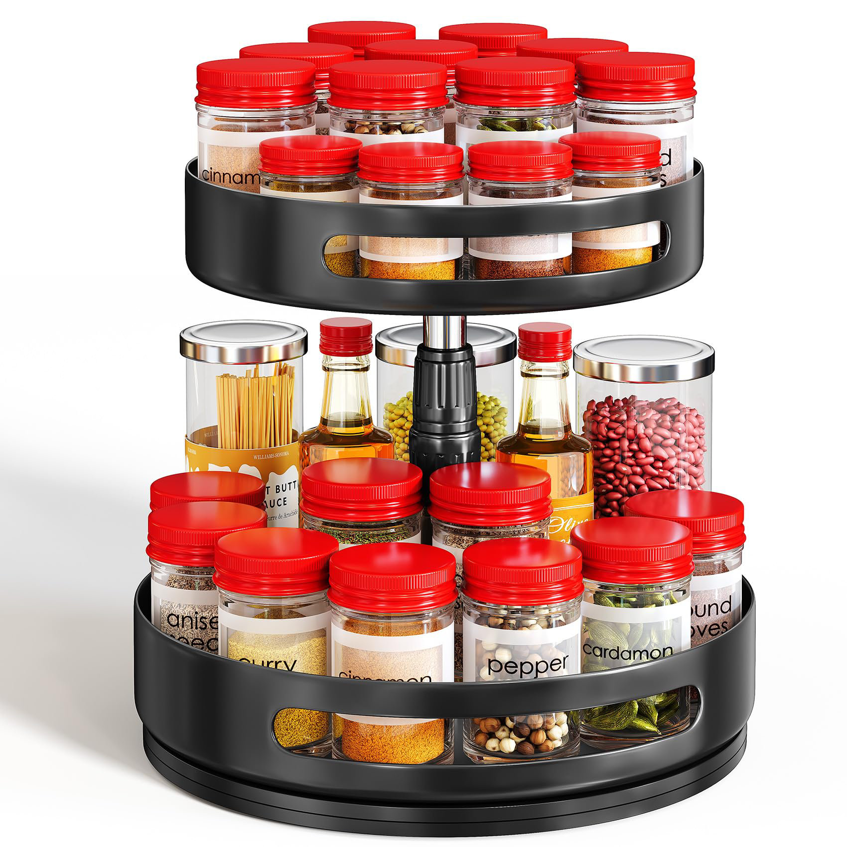 Latitude Run® Lazy Susan Organizer Spice Rack, 2 Tier Height Adjustable ...