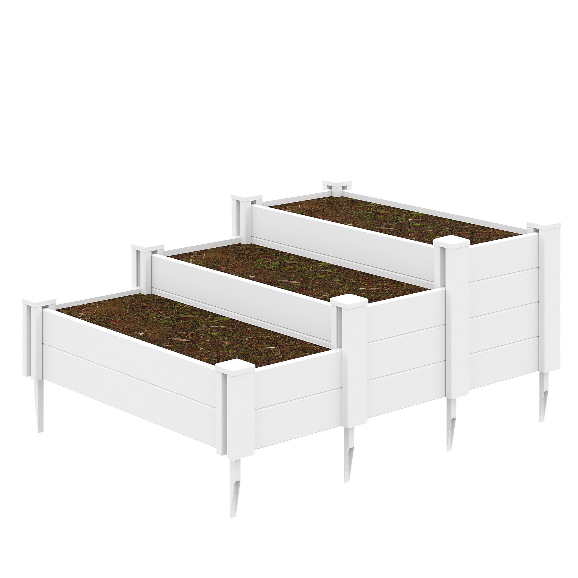 Latitude Run® Outdoor Decorative Vinyl White Rectangle Raised Garden ...