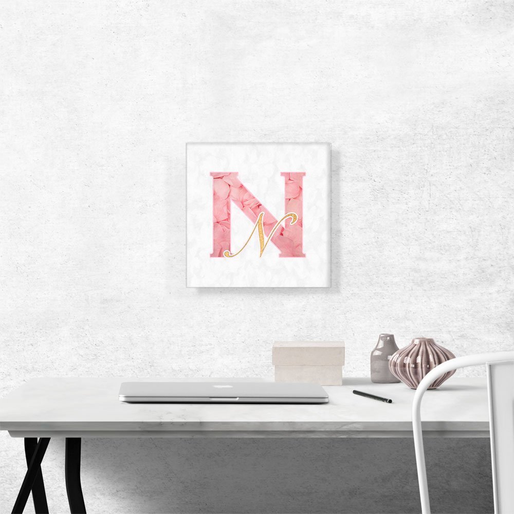 ARTCANVAS Chic Pink Gold Alphabet Letter N Canvas Art Print - Wayfair ...