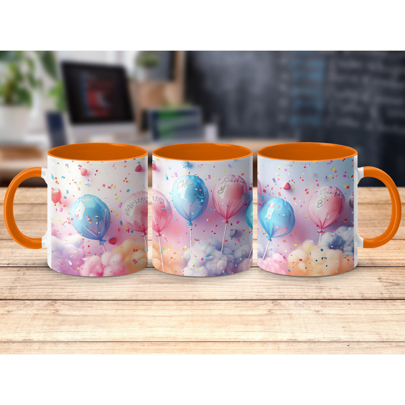 East Urban Home Kids Drawing Style 11oz Accent Mug – White Ceramic ...