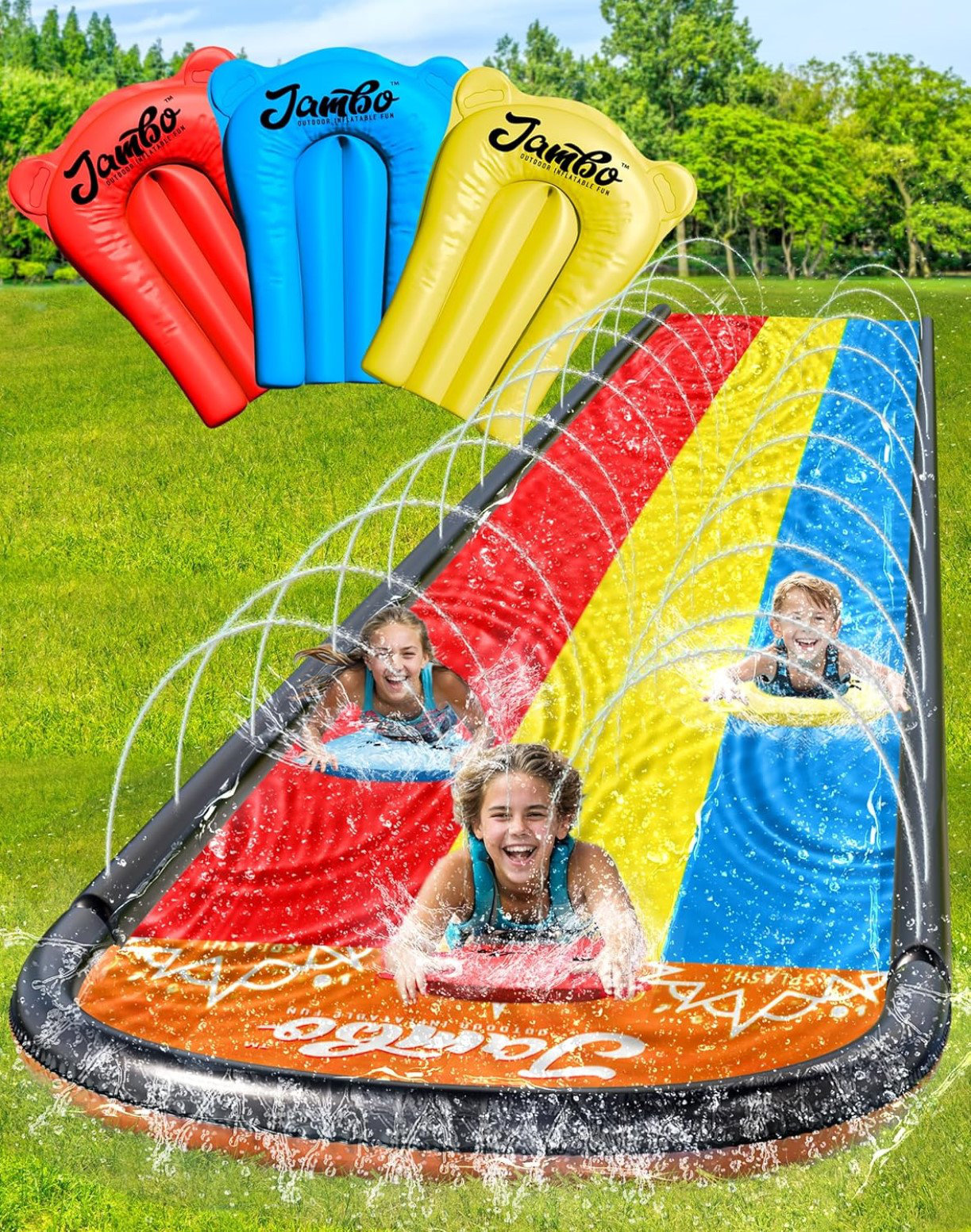 POGASY Premium Triple Water Slide And 3 Bodyboards Updated Model Slip ...