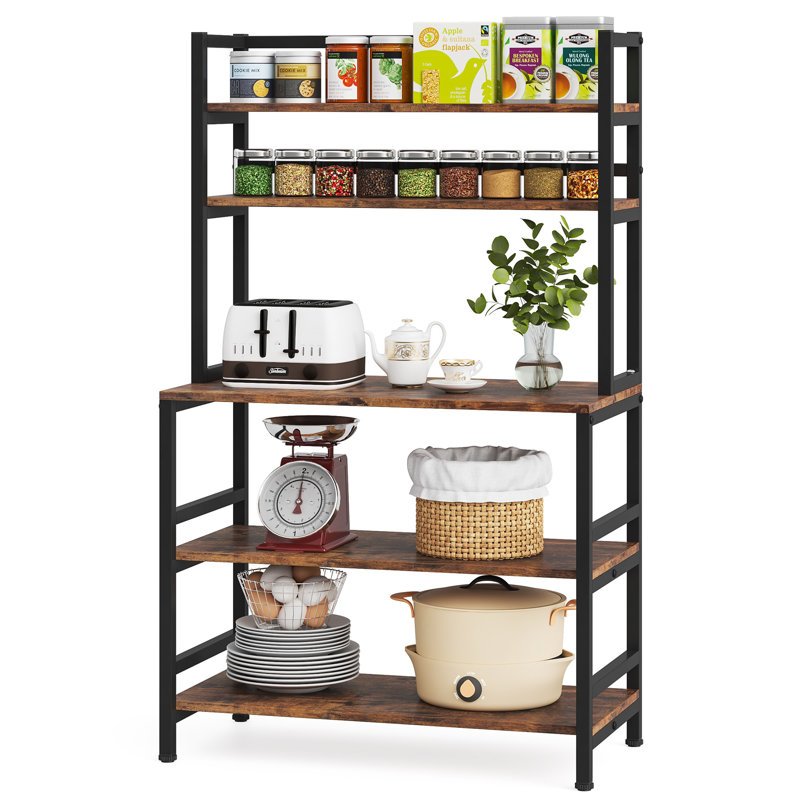 17 Stories Geyer 31.5" Iron Standard Baker's Rack with Microwave ...