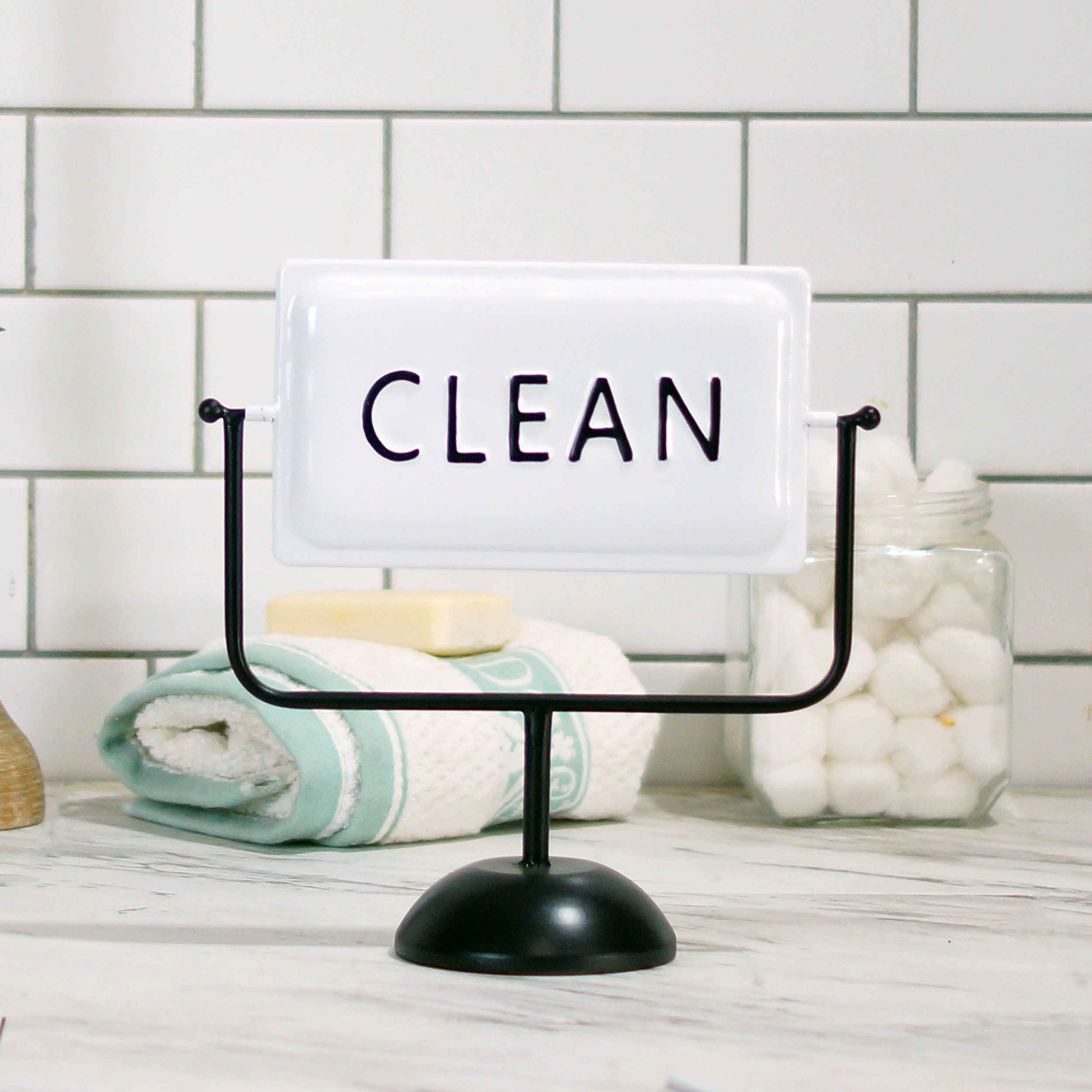 17 Stories VIP Metal 11 in. White Reversible Clean Dirty Sign | Wayfair