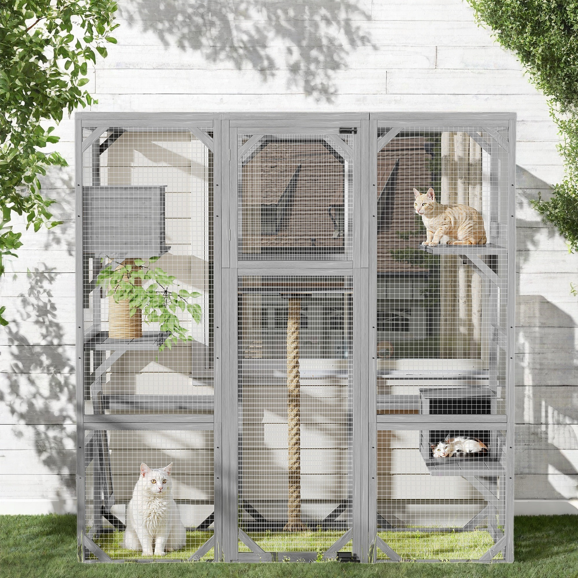 Tucker Murphy Pet™ Outdoor Cat House With Double Enter Doors, Three ...