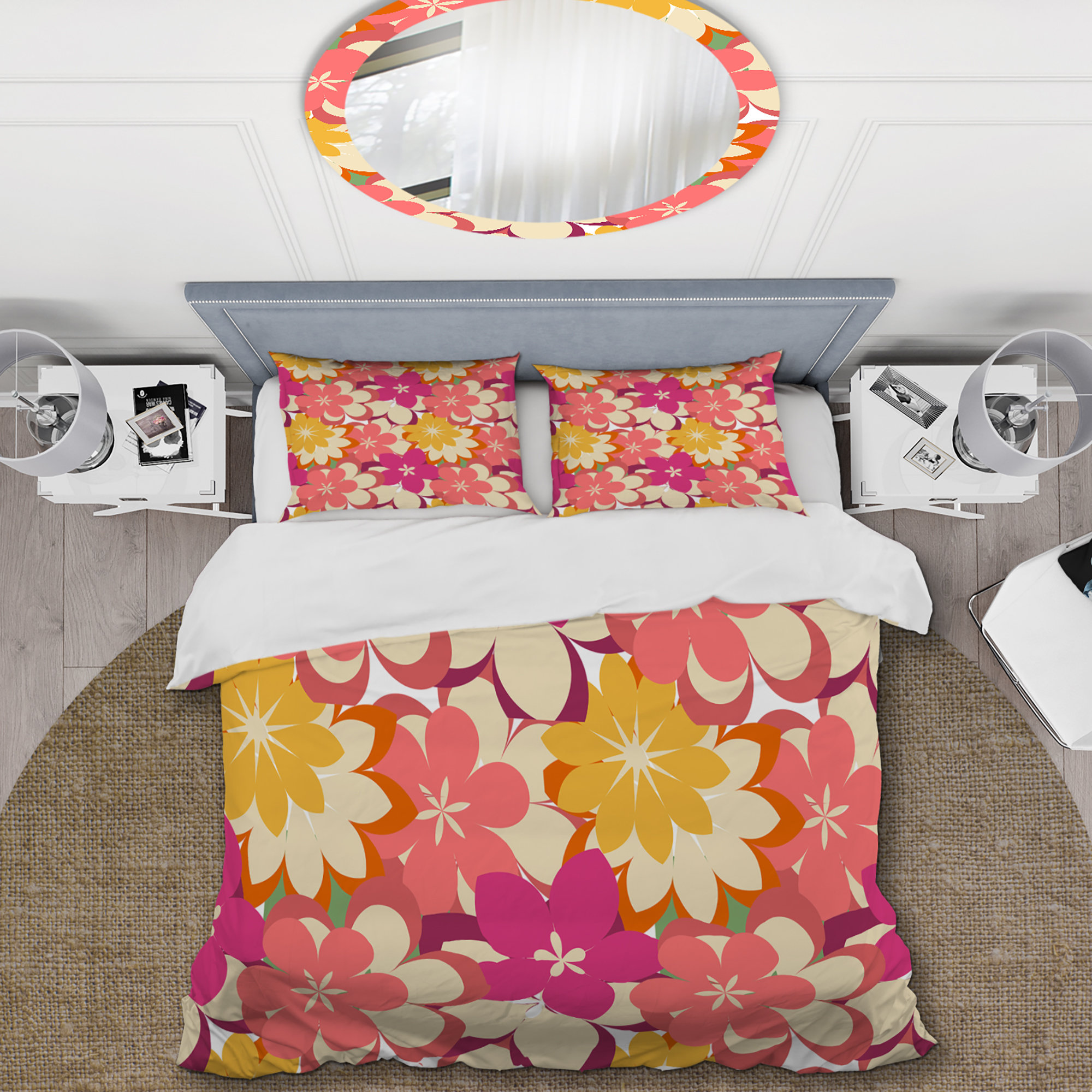 Design Art Multicolor Abstract Flowers - Floral Duvet Cover Set ...