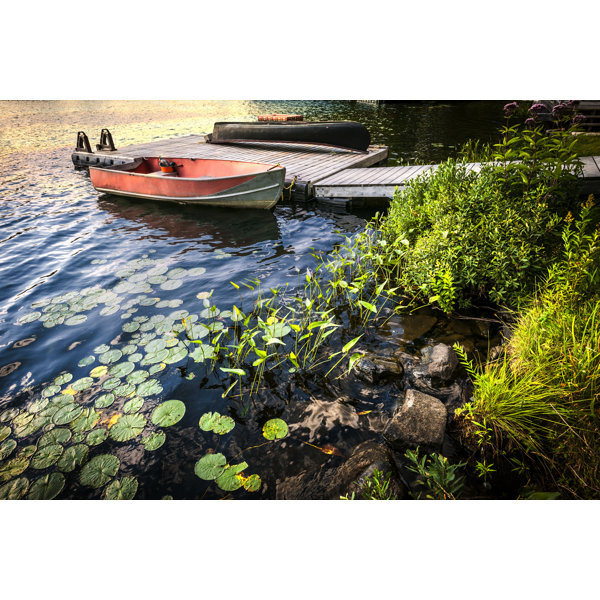 Breakwater Bay Lake Shore At Sunrise by Elenathewise - Wrapped Canvas ...