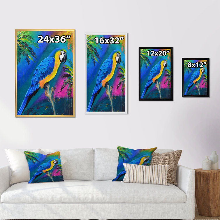 Bay Isle Home " Colourful Blue And Yeloow Macaw Painting " on Canvas ...