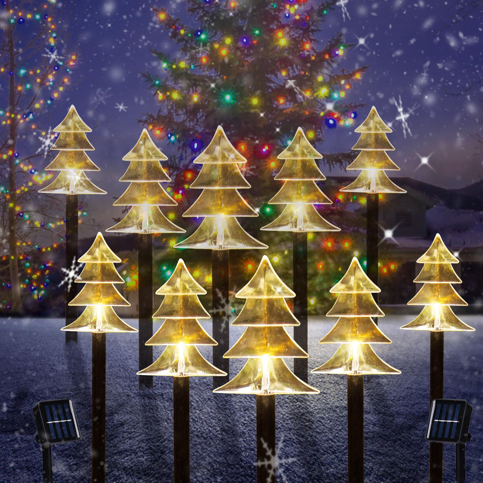 Zeki Shoggy Christmas Solar Pathway Lights, Set Of 10 Waterproof ...