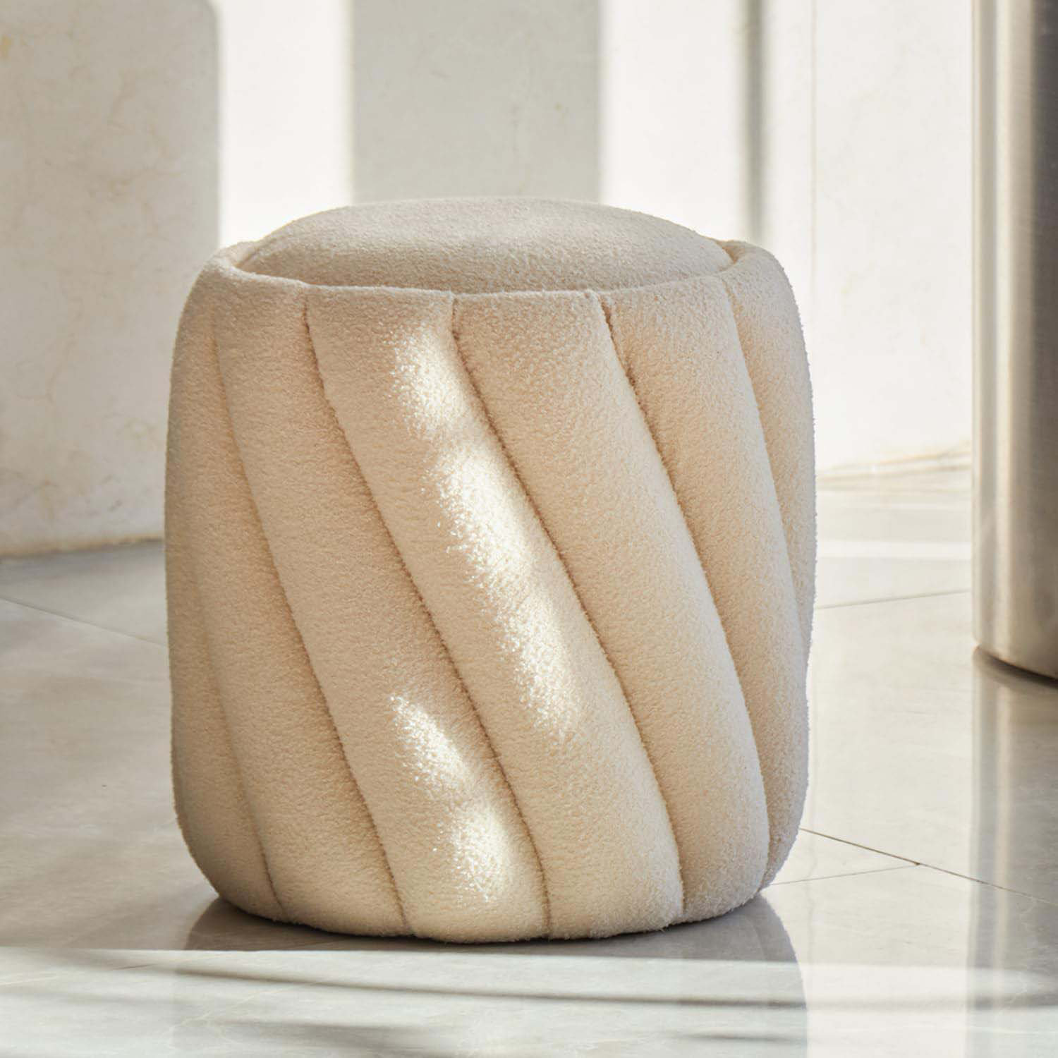 Dakota Fields Modern Ottoman Sofa Stool Fuzzy Sherpa Footstool Foot ...