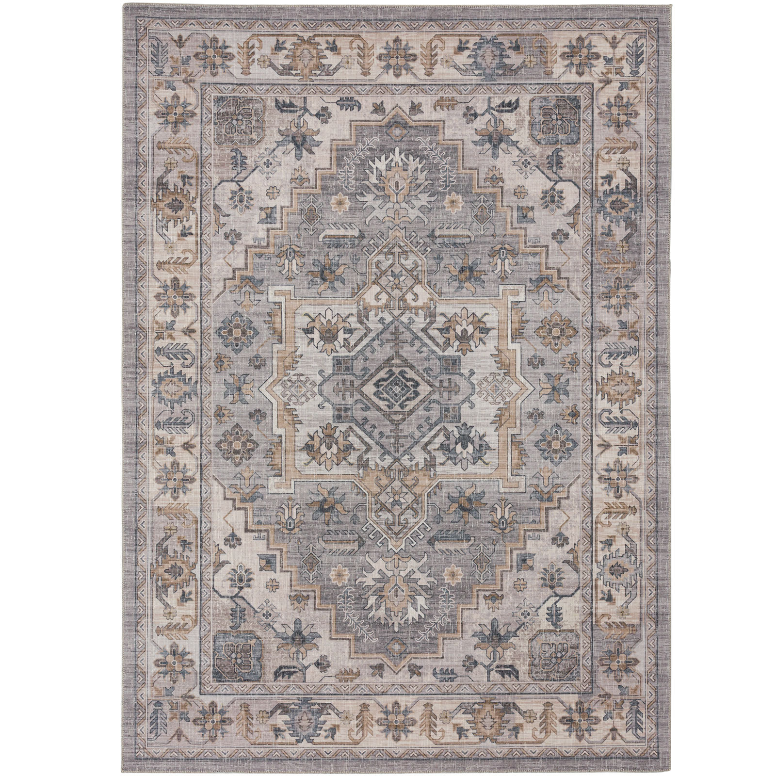 DECOMALL Piny Washable Traditional Floral Art Foldable Non Slip Rugs ...