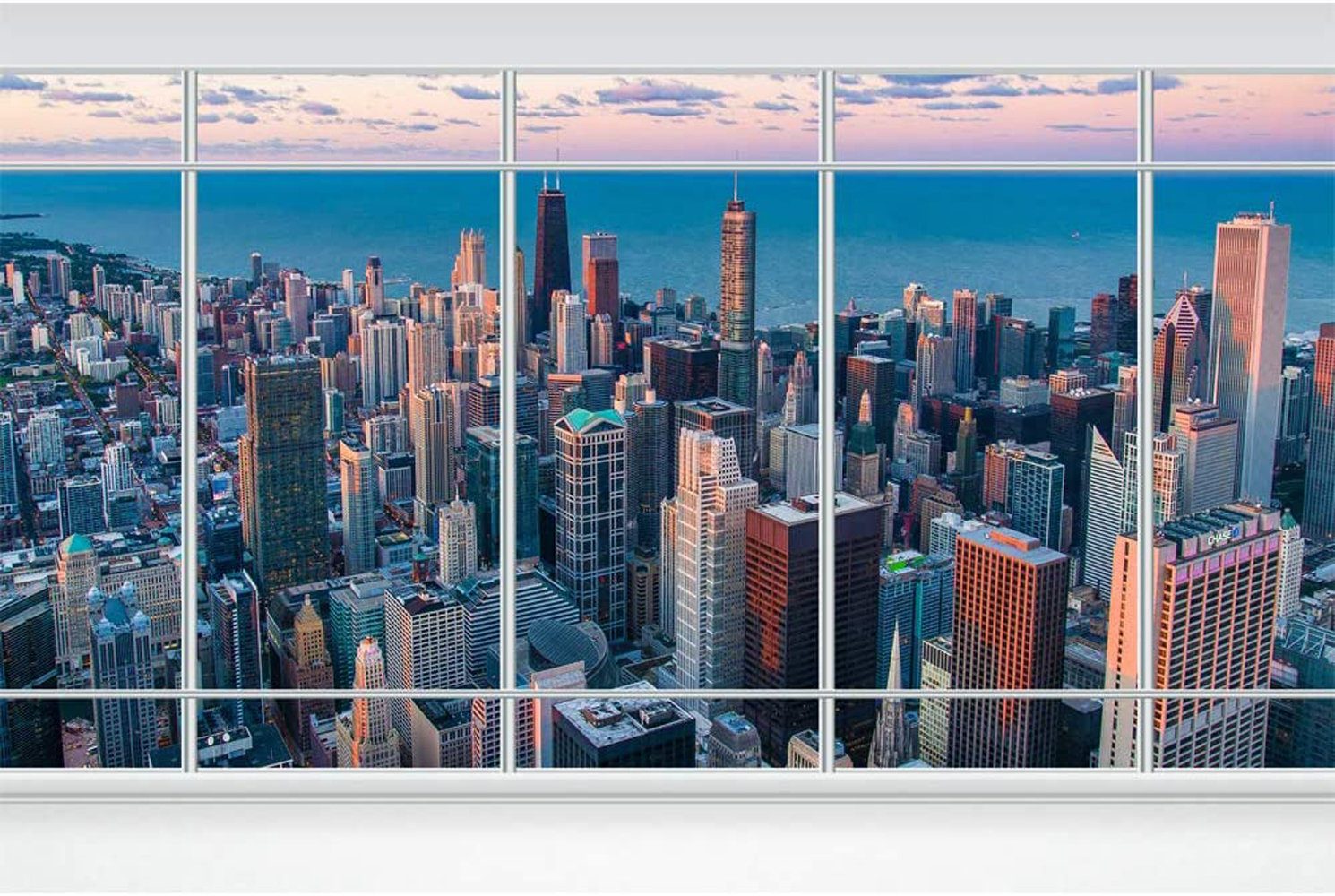 IDEA4WALL Grid City View Window View Wall Mural | Wayfair