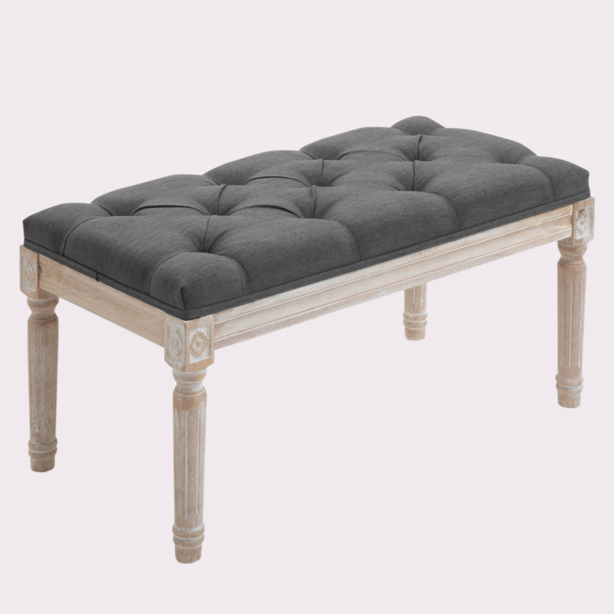 Astoria Grand 32" Vintage Ottoman, Tufted Foot Stool With Upholstered ...