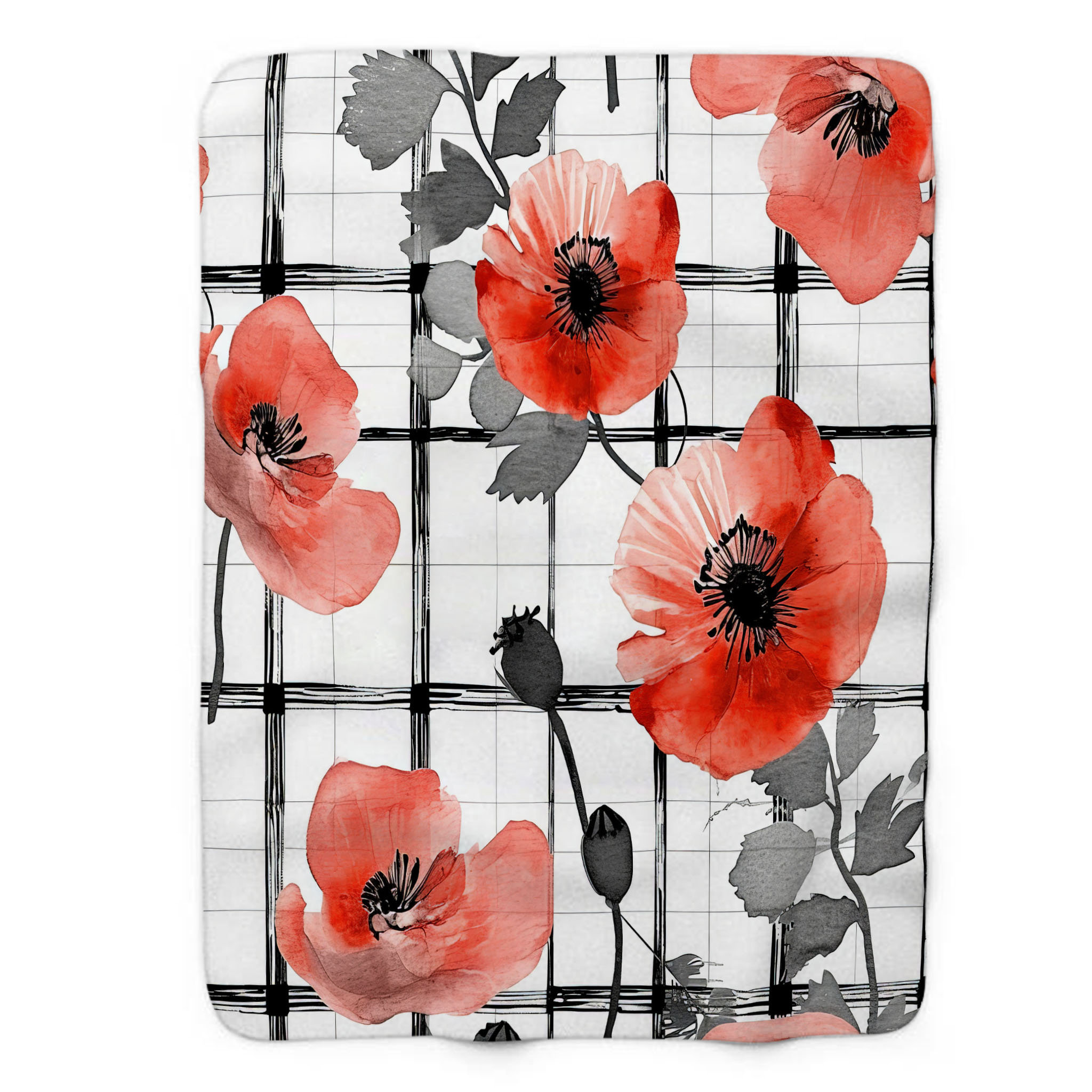 MentionedYou Ethereal Poppy Blooms - 1 Piece Premium Sherpa Bla Throw ...
