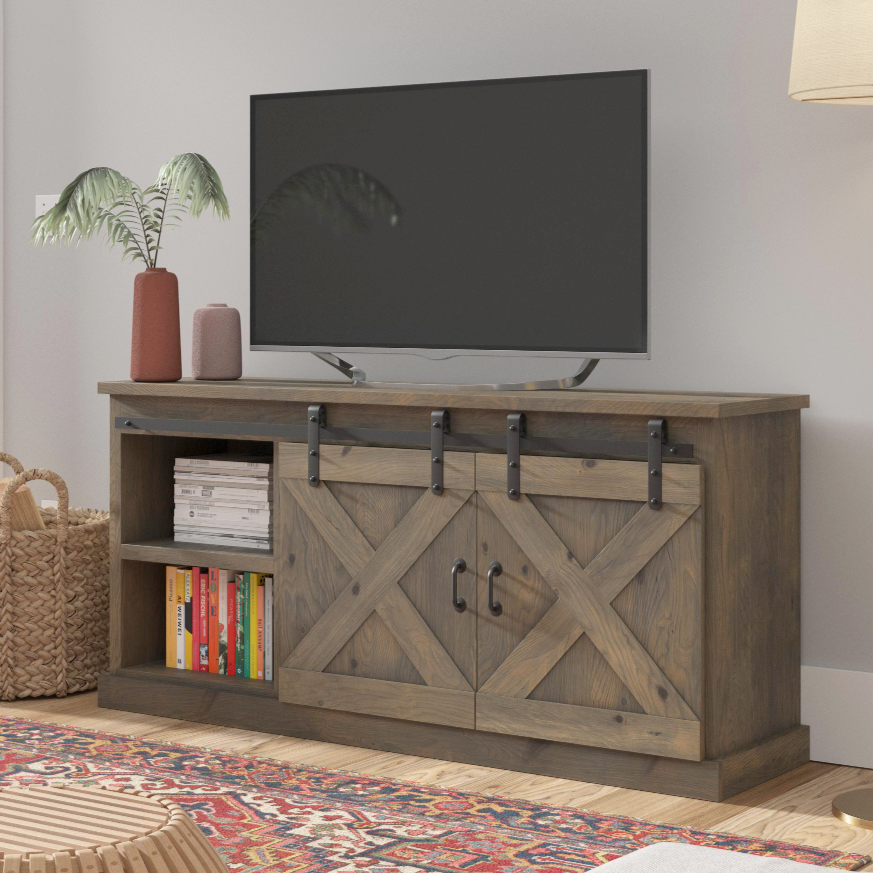 One Allium Way® Farmhouse 66 Inch TV Stand Console For Tvs Up To 80 ...