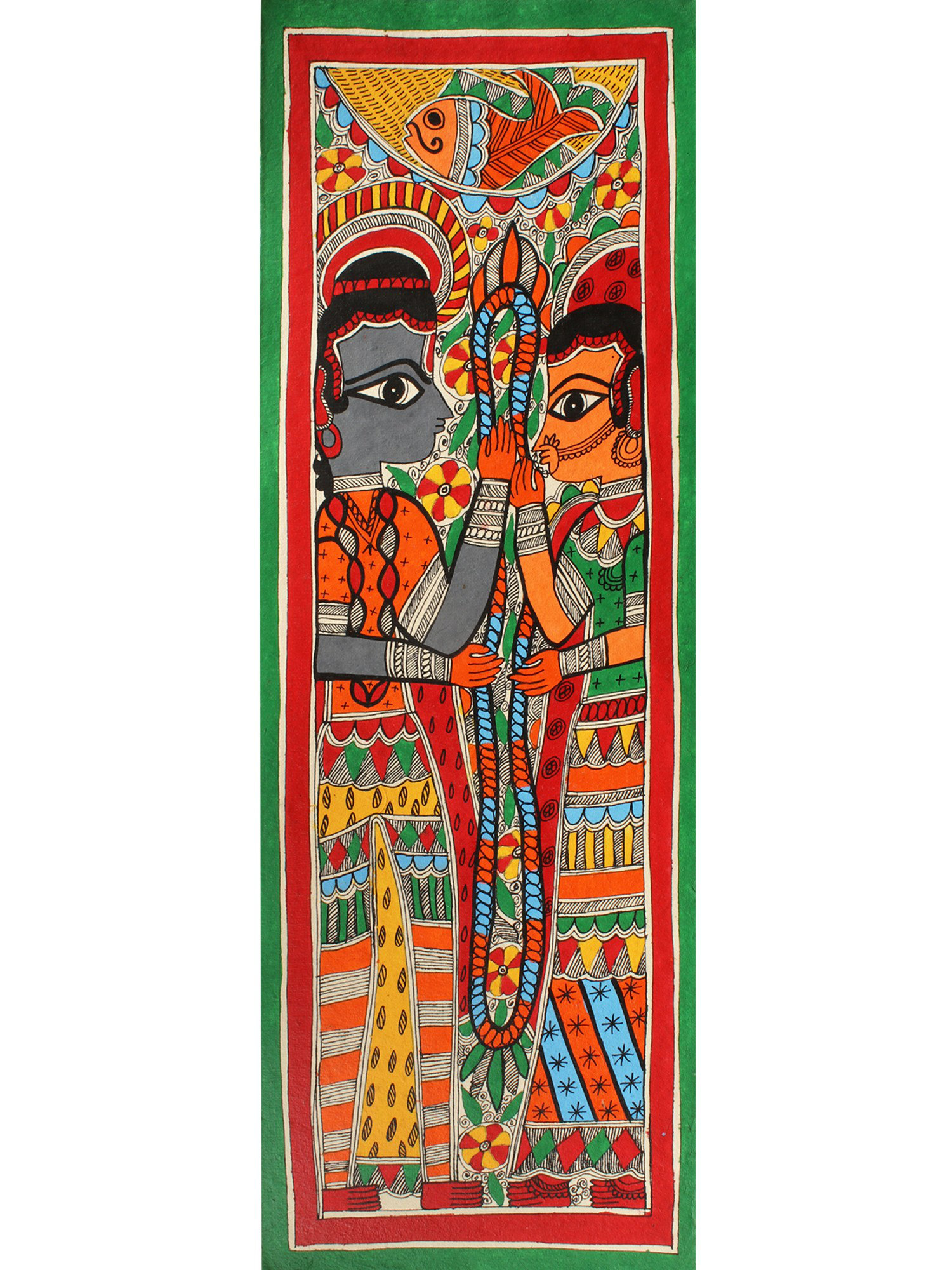 Bungalow Rose Rama-Sita Jaimala | Madhubani Painting | Natural Colors ...