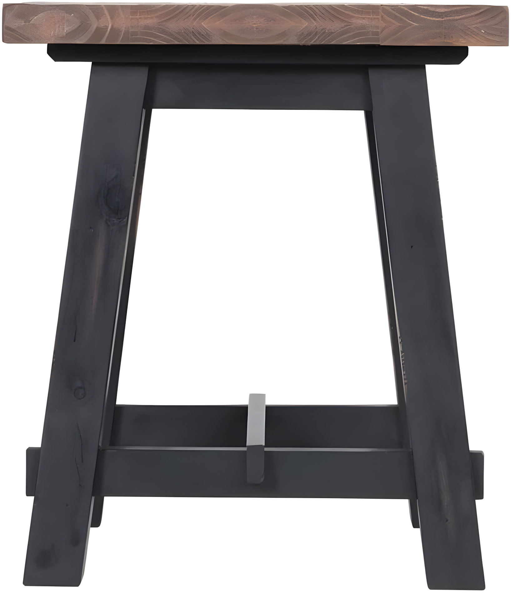 17 Stories 21 Inch Rustic Solid Wood Side Table With Black Distressed ...