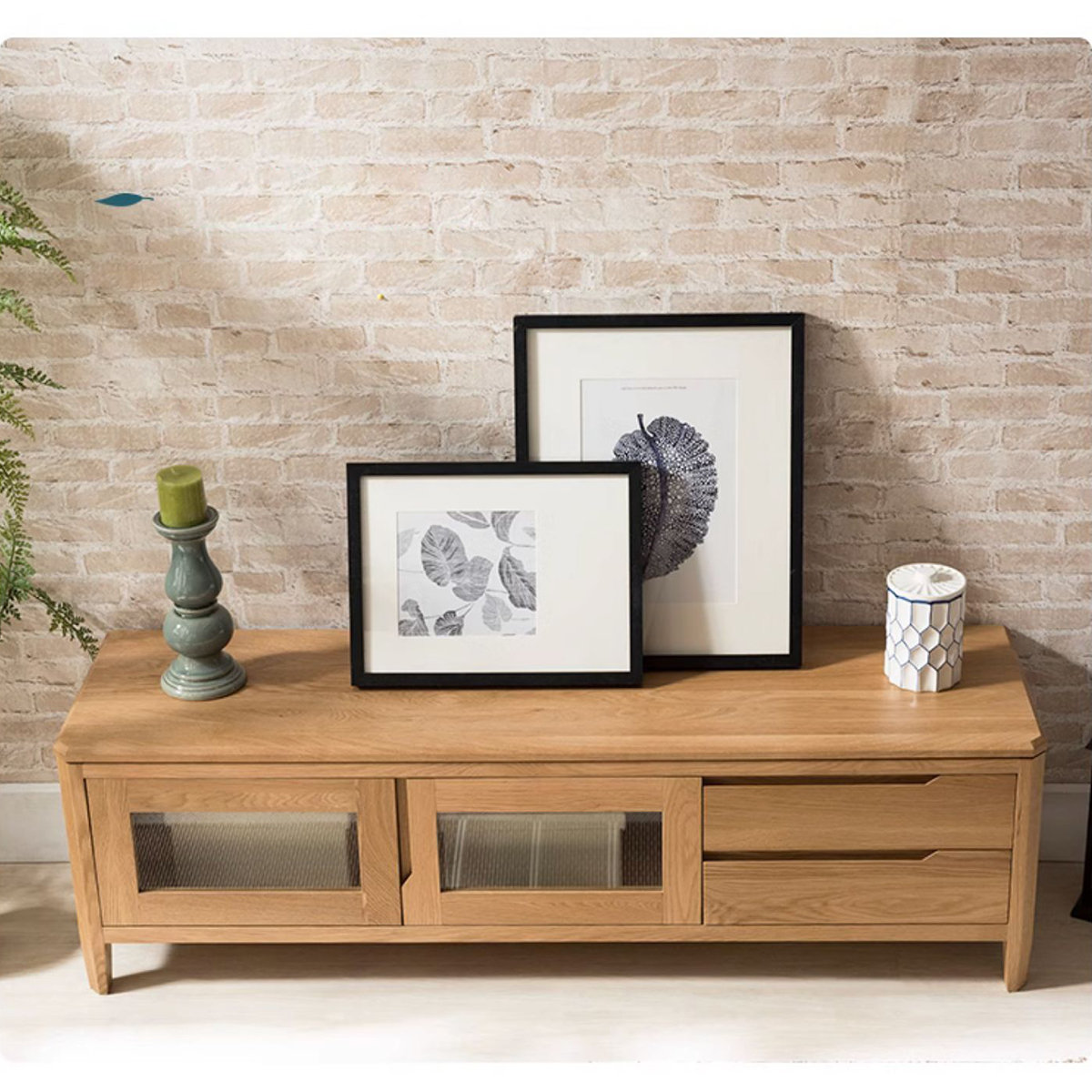 Feel High Pillows 59.06" Natural Wood Standard Solid Wood TV Stands ...