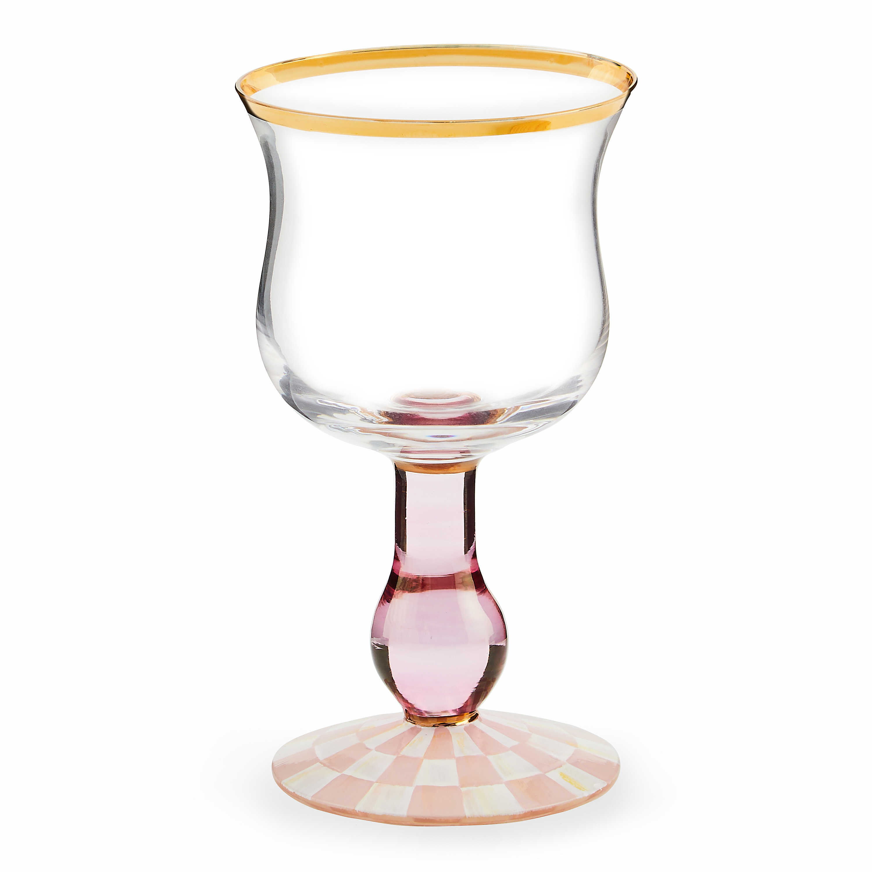 MacKenzie-Childs Rosy Check Wine Glass | Perigold