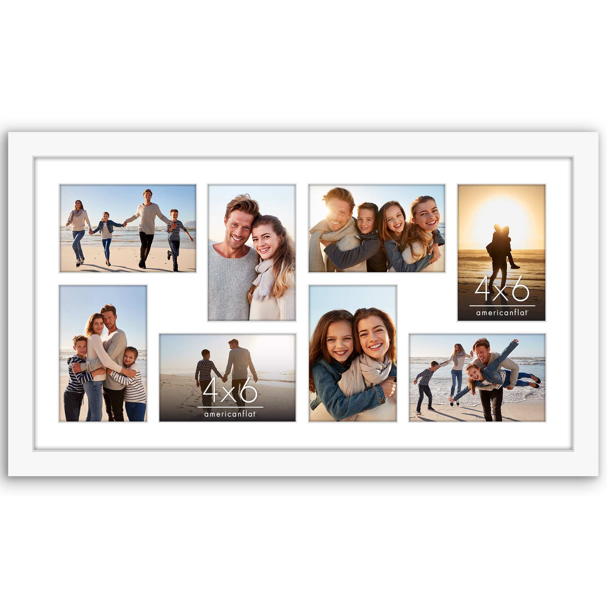 Americanflat 12X22 Collage Picture Frame - Fits Eight 4X6 Photos Or One ...