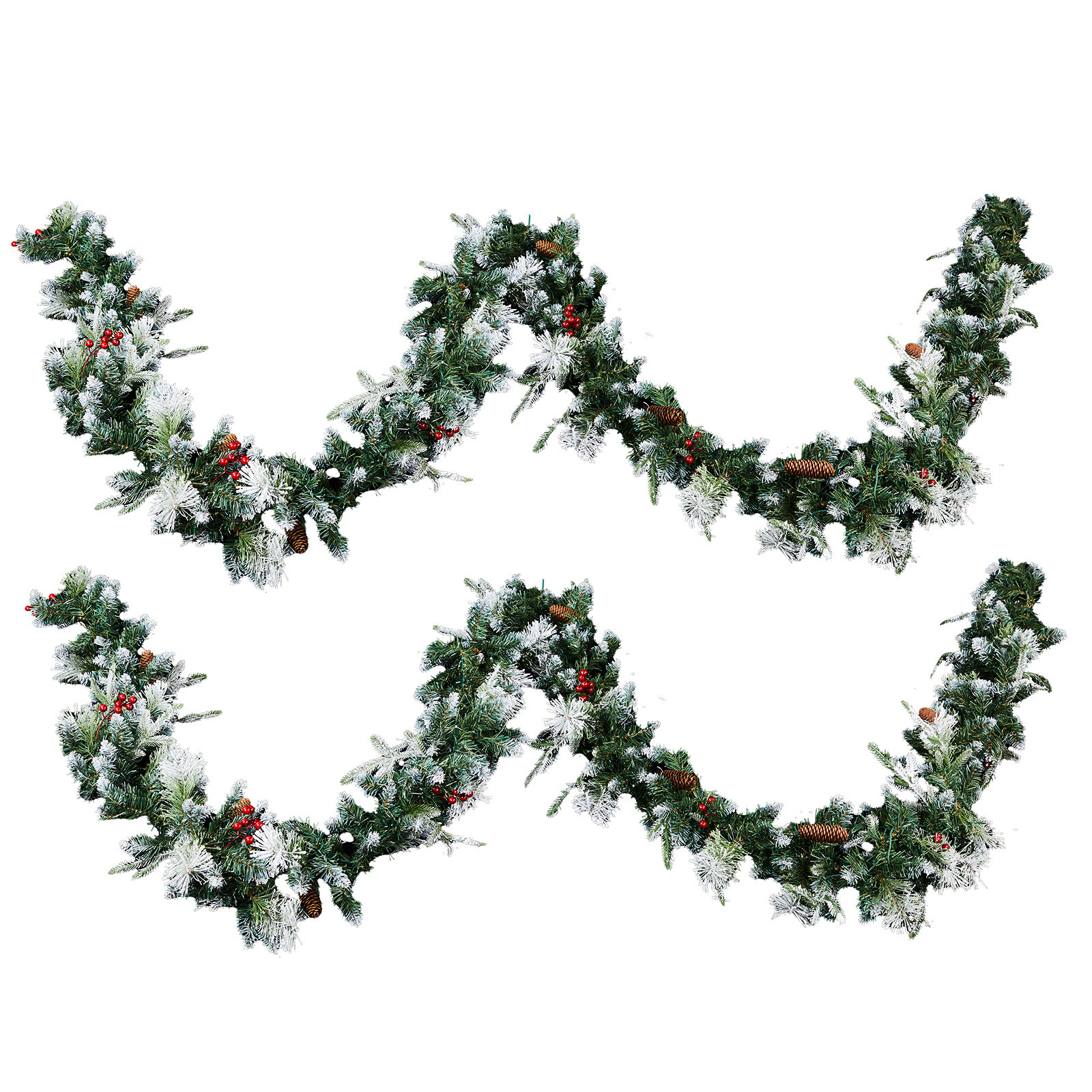 Darby Home Co 2 Pack 9FT Pre-Lit Snow Flocked Christmas Garland With ...