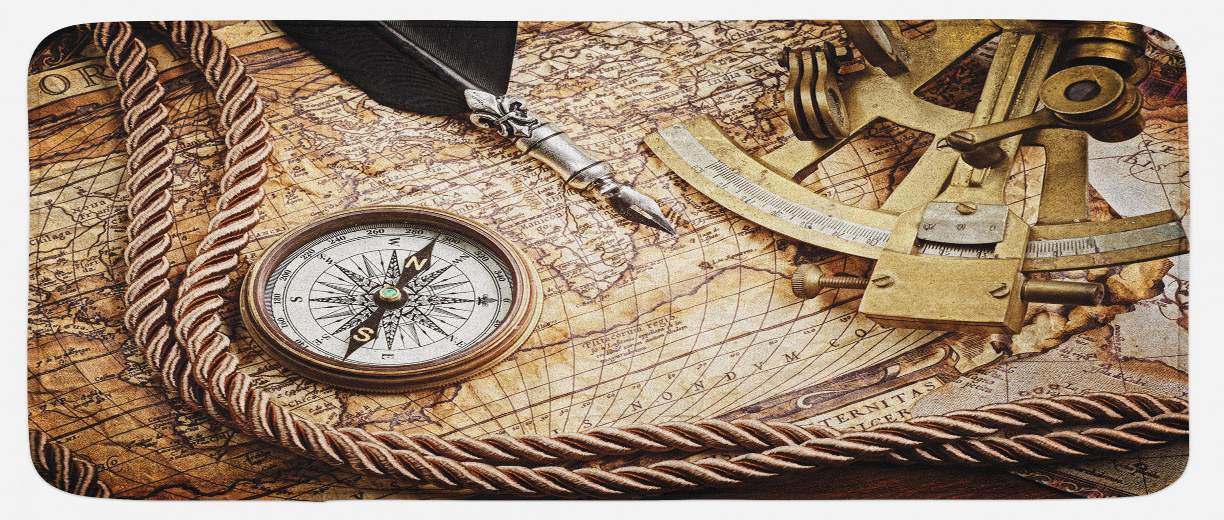 East Urban Home Compass Kitchen Mat | Wayfair