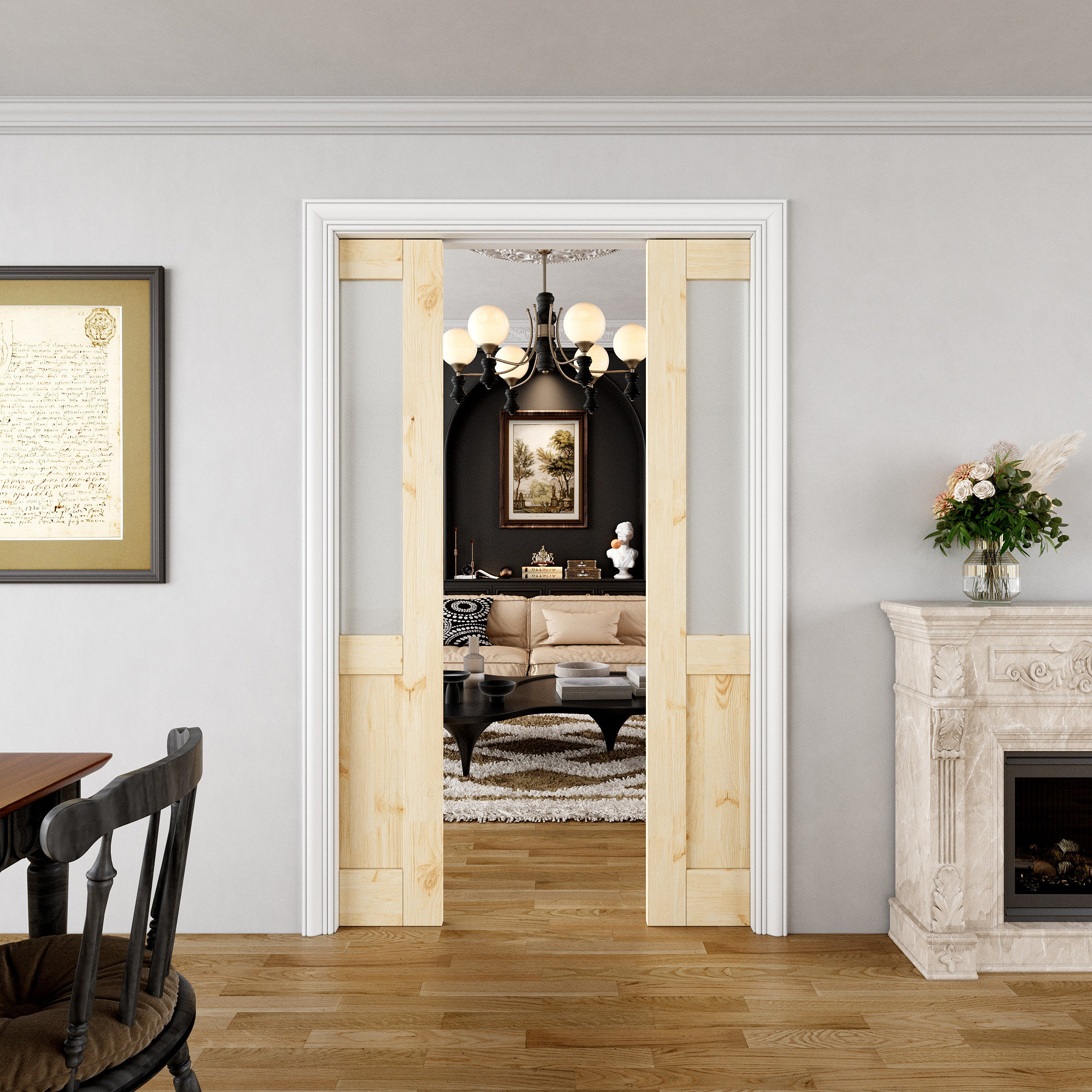 Win Stellar Interior Frosted Glass Pocket Doors Pantry Sliding Pocket ...