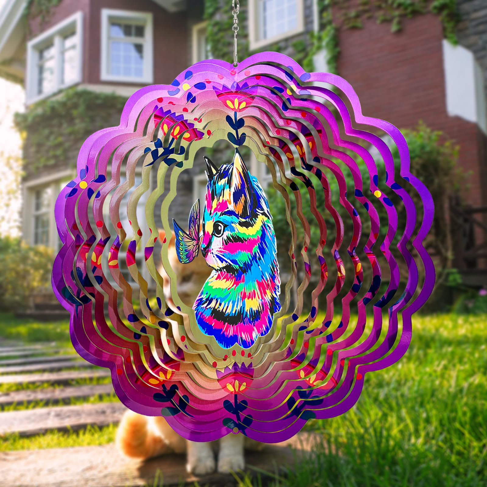 Arlmont & Co. Cat Wind Spinners 3D Hanging Wind Spinner Cat Ornament ...