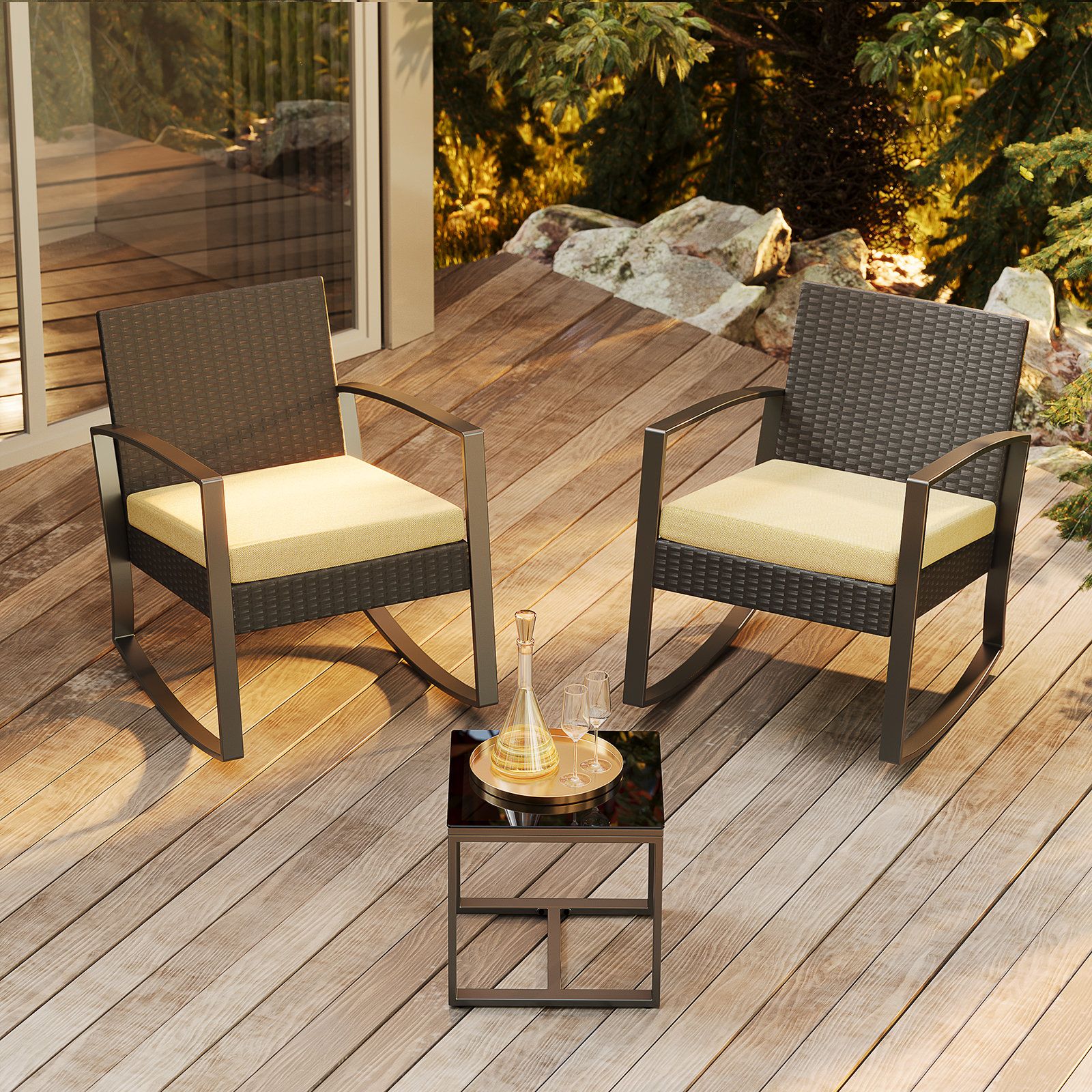 Red Barrel Studio® Ferlin Outdoor Patio Furniture Set Seats 4 People ...