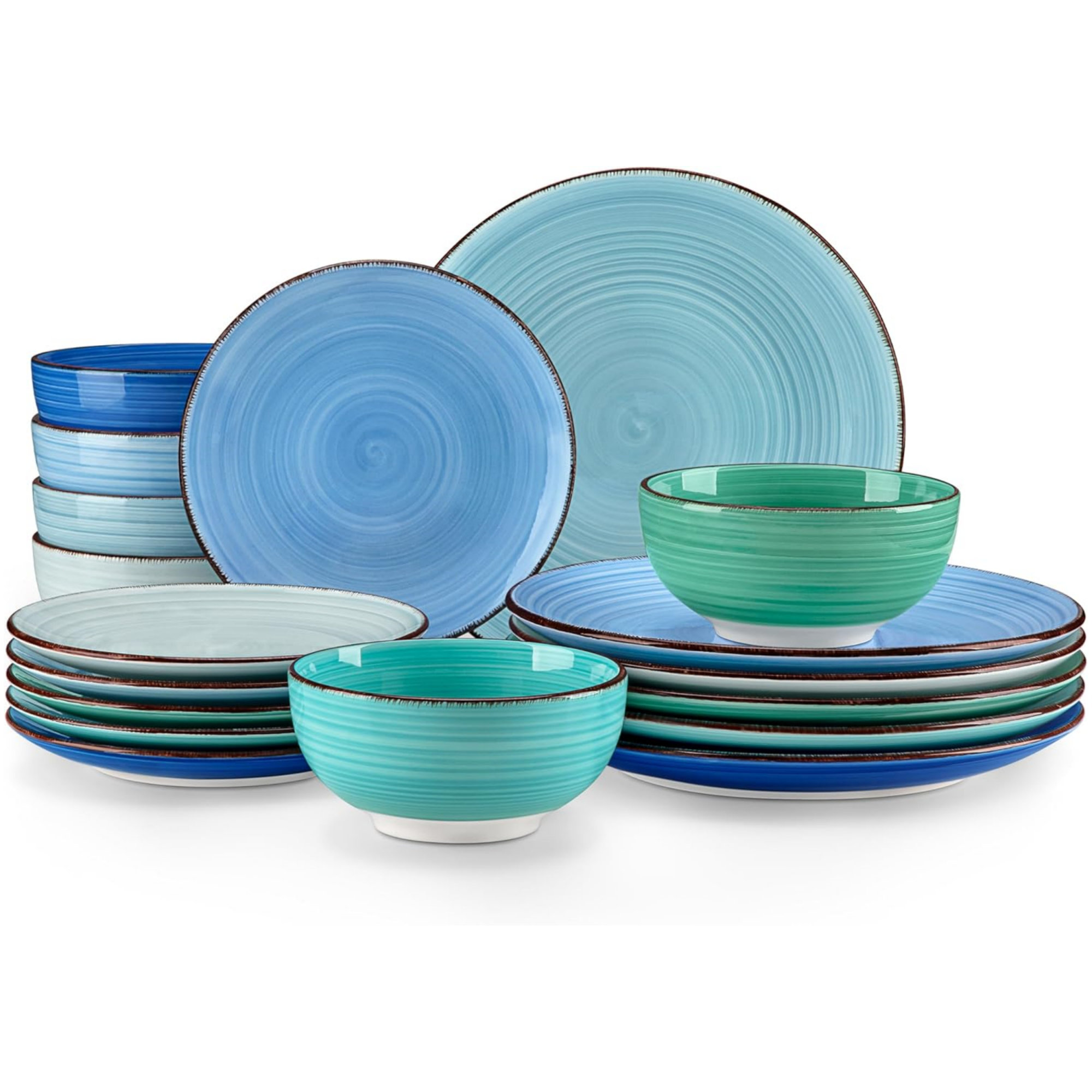 George Oliver Bonita Dinnerware Set Blue Stoneware 18 Pieces Service ...