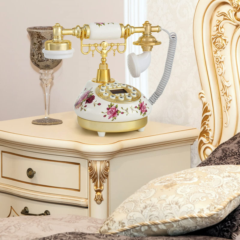 Rosdorf Park Vintage Push Button Dial Decorative Telephone | Wayfair