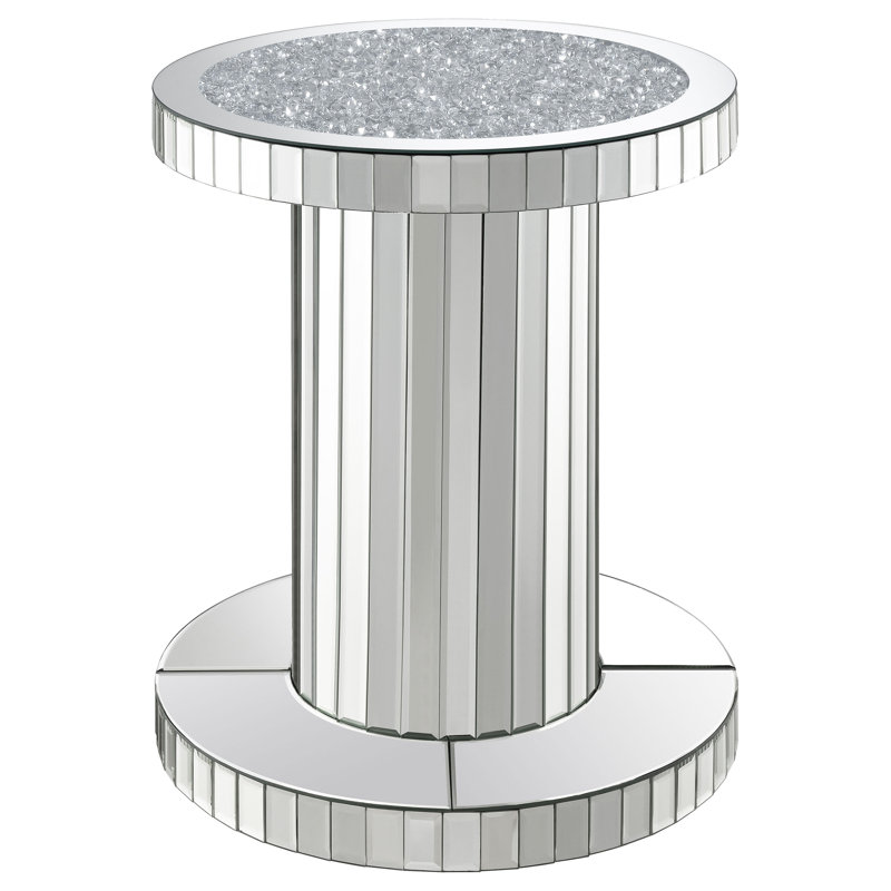 Everly Quinn Dorielle Crystal Inlay Round Top Accent Table | Wayfair