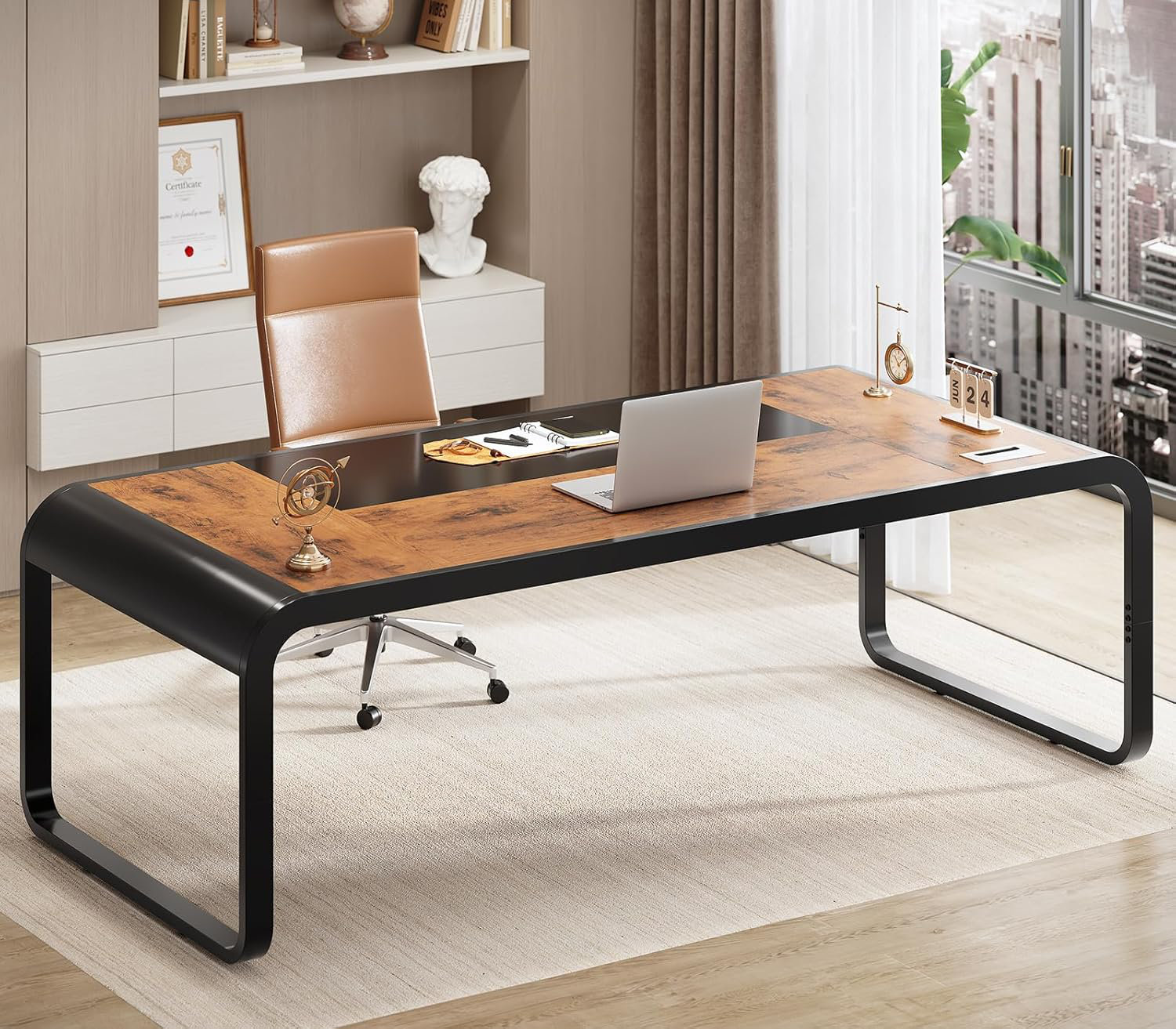 17 Stories Harrington Large Computer Desk Executive Office Desk Modern ...