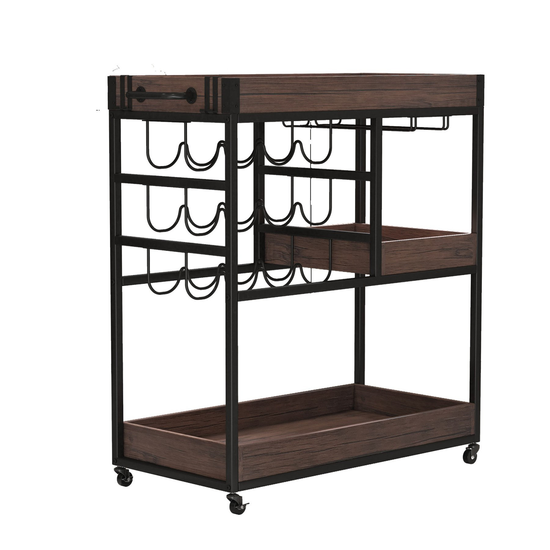 17 Stories 3 Tier Industrial Rolling Serving Cart with Lockable Wheels ...