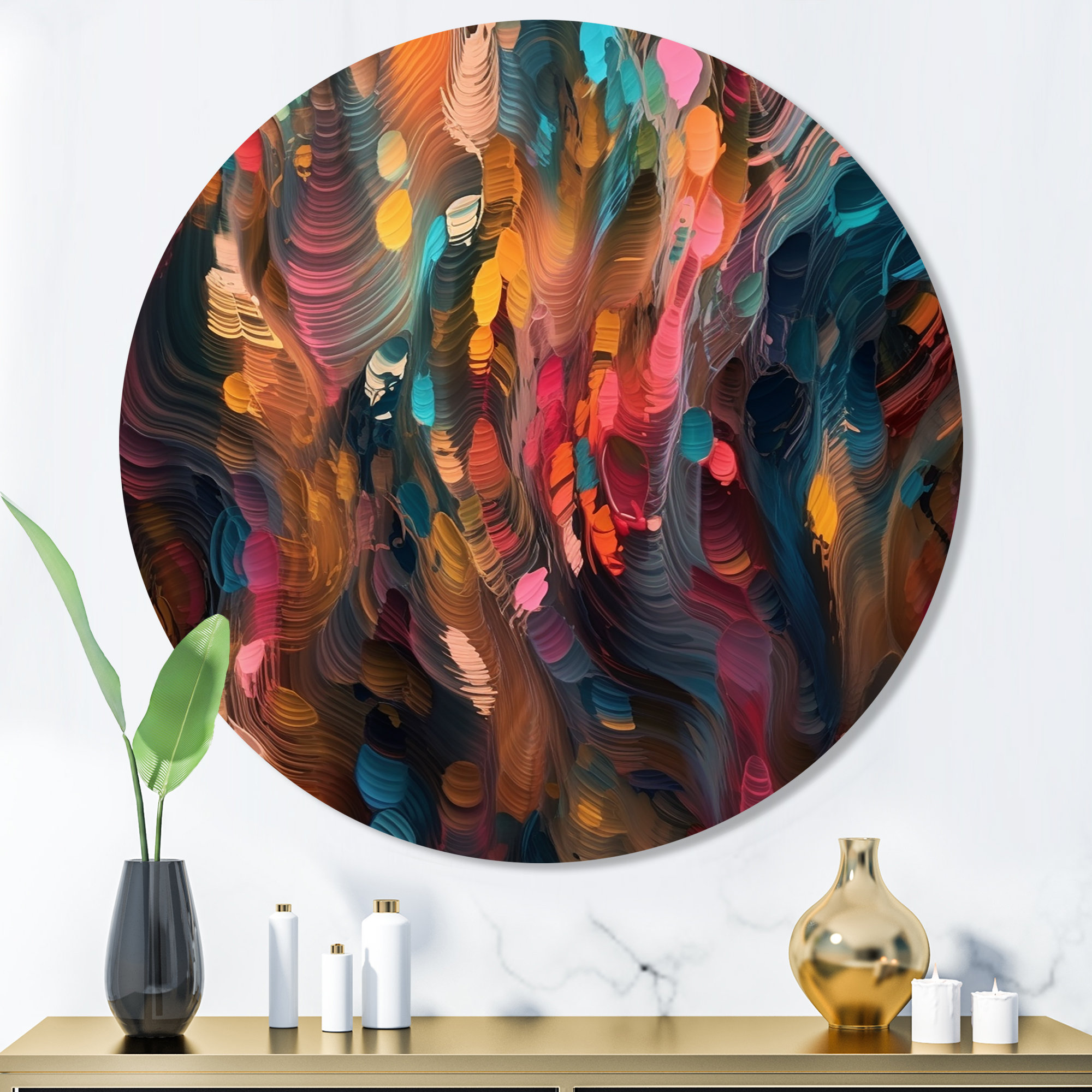 Ivy Bronx Dreyah Random Swirls Abstract - Abstract Geometric Round ...