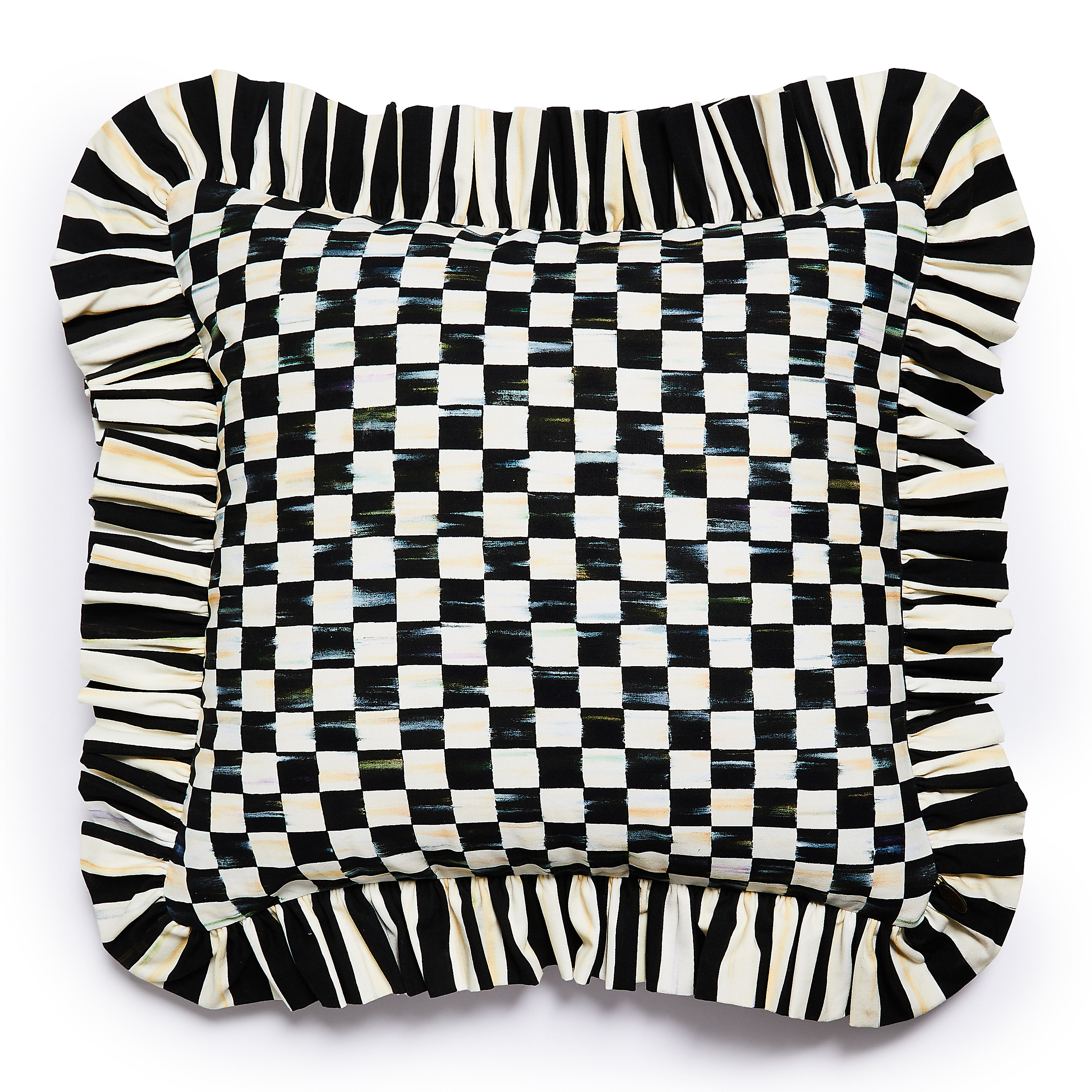 MacKenzie-Childs Courtly Check Ruffle Throw Pillow | Wayfair