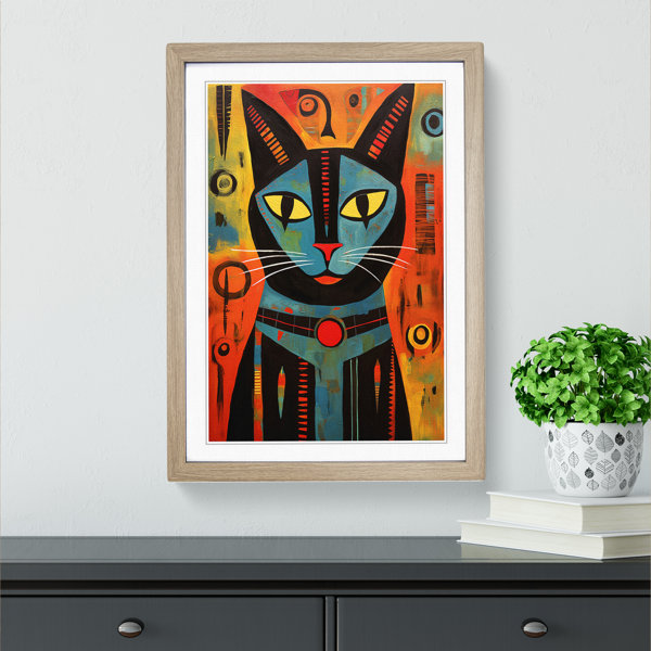 Marlow Home Co. Egyptian Cat Expressionism - Single Picture Frame Print ...