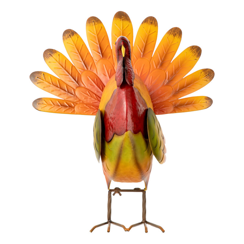 The Holiday Aisle® 21.5"H Thanksgiving Metal Turkey Porch Decor ...