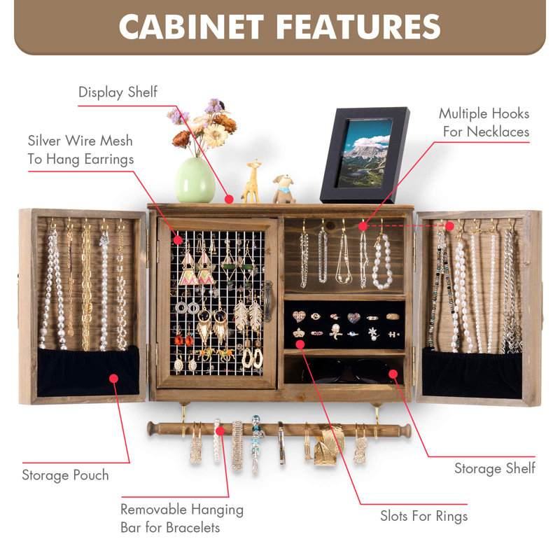 Foundry Select Wood Wall Mounted Jewelry Box + | Wayfair