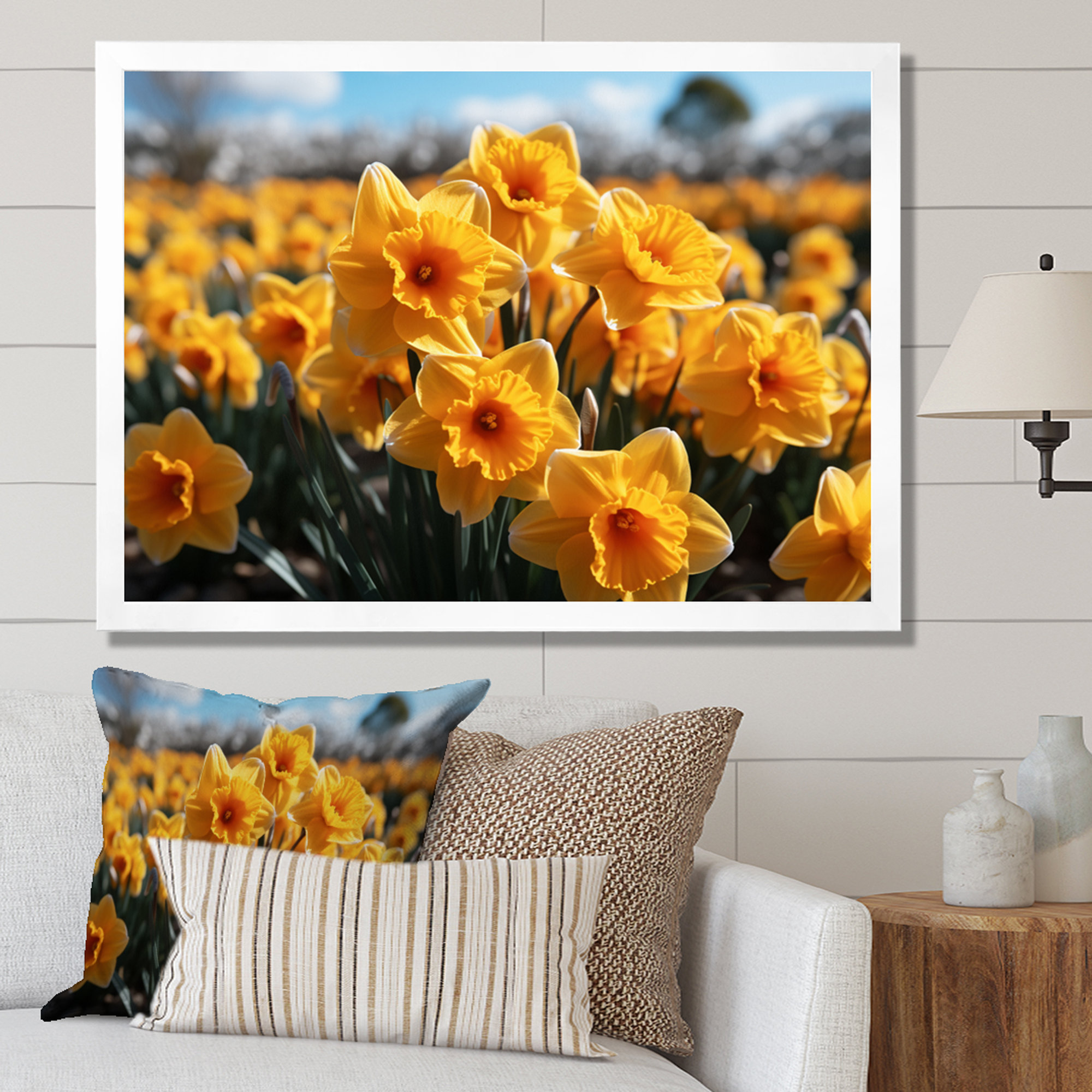 Ebern Designs Daffodils Field Yellow Vibrant I - Floral Wall Art Prints ...
