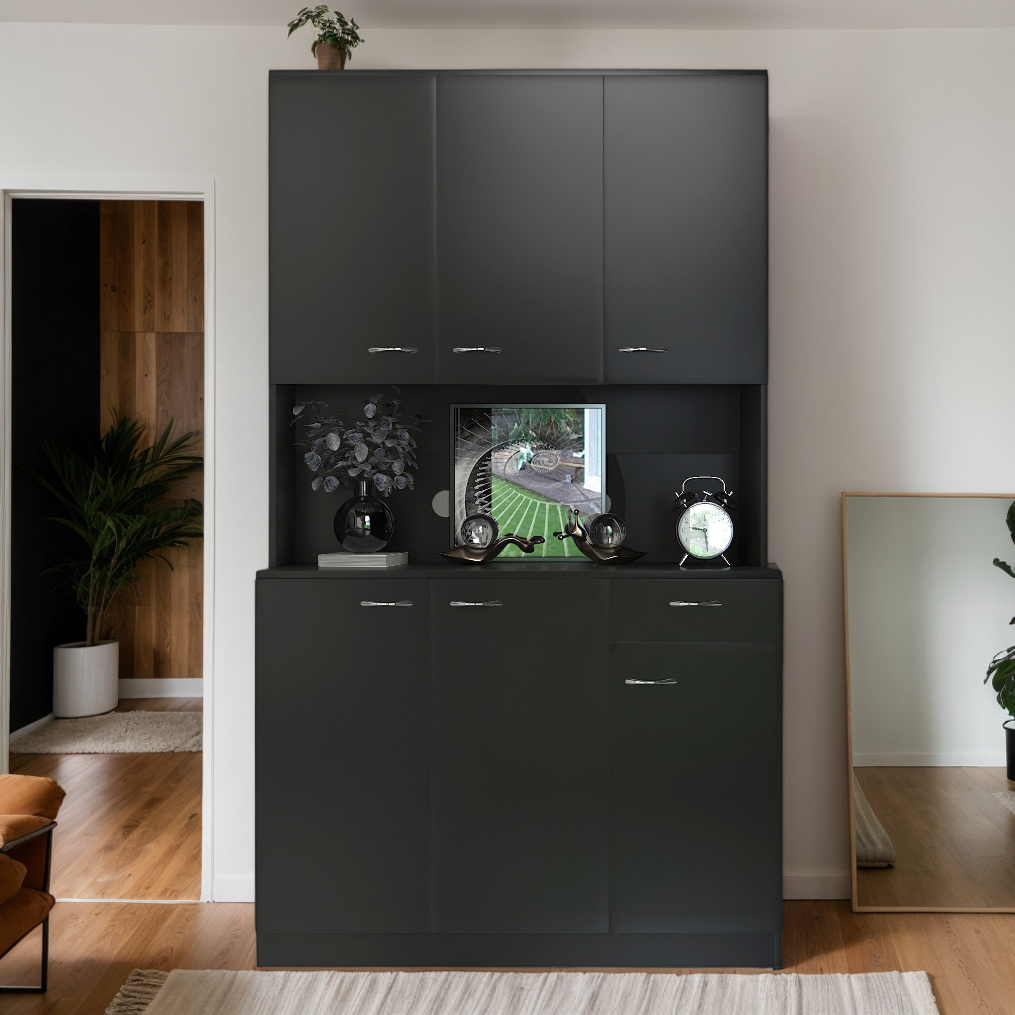 Latitude Run® Modern Stylish Kitchen Pantry, Multi-Functional Kitchen ...