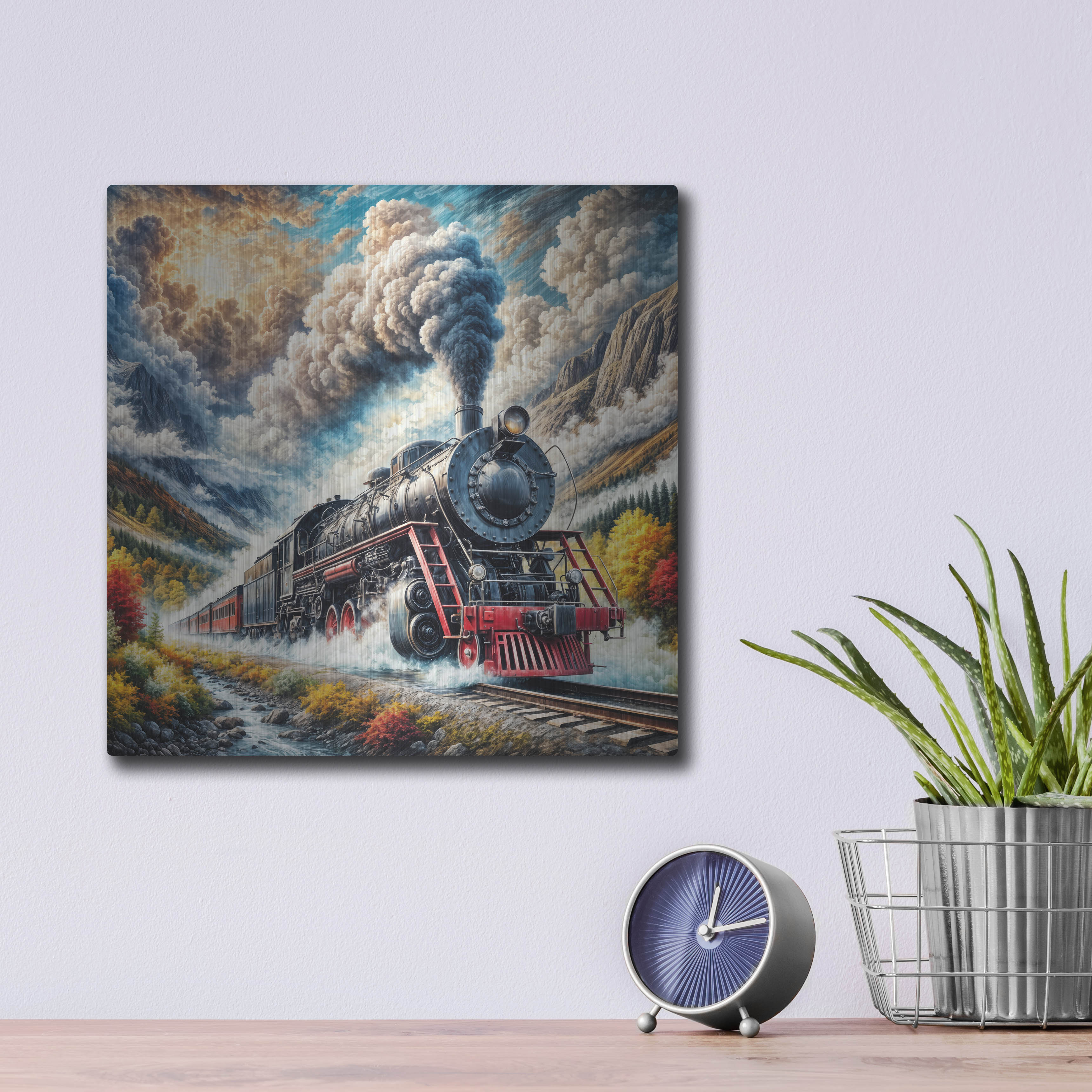 Williston Forge 'Steam Locomotive In Fall Colors' by Rey Klimt Metal ...