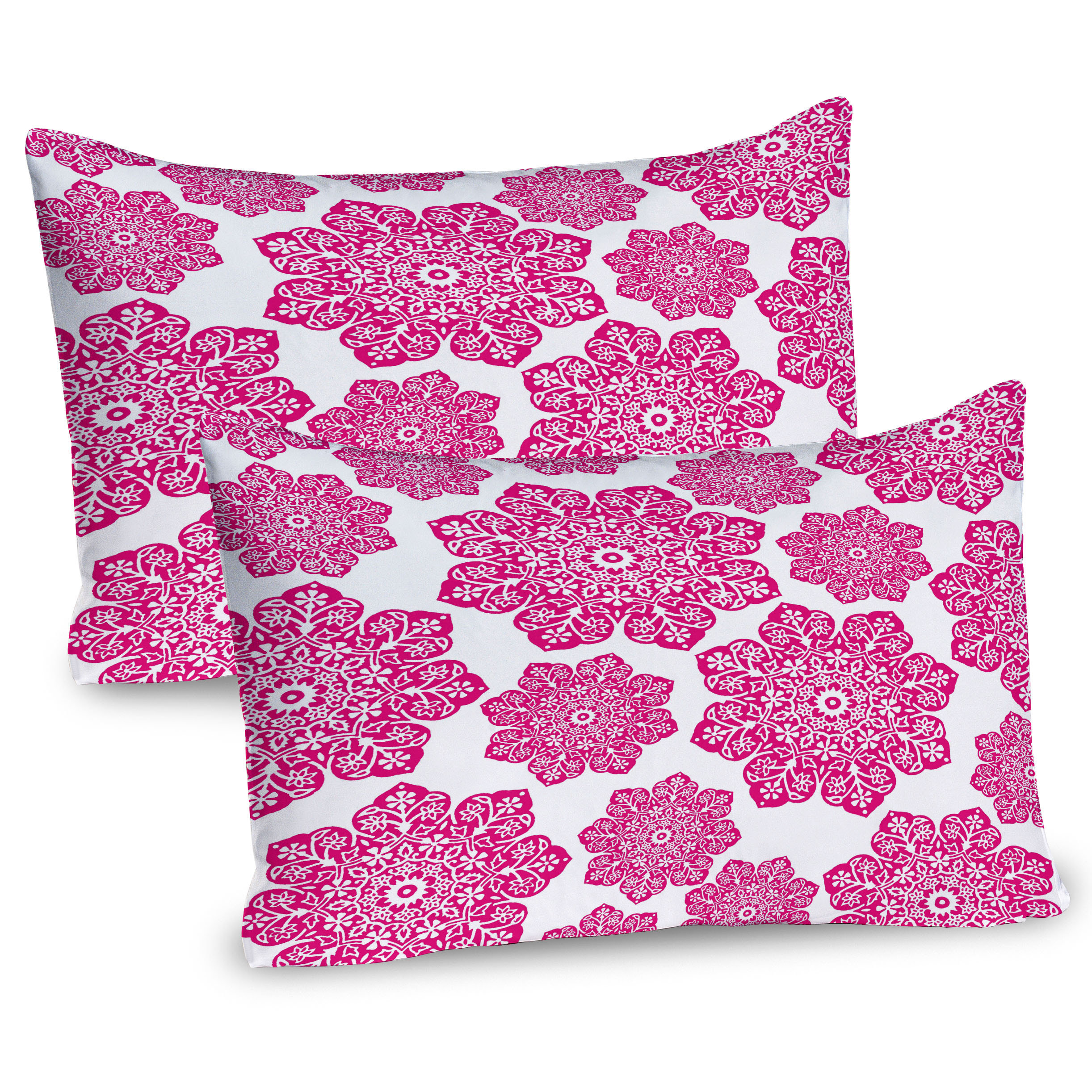Ambesonne Hot Pink Pillow Sham 2 Pack Eastern Mandala Design Hot Pink ...
