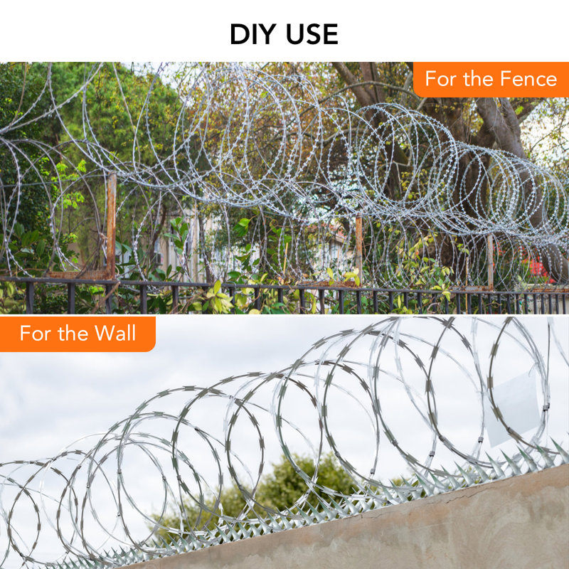 FDFK 500 Ft Razor Fence, Concertina Wire, Weather Resistant, Galvanized ...