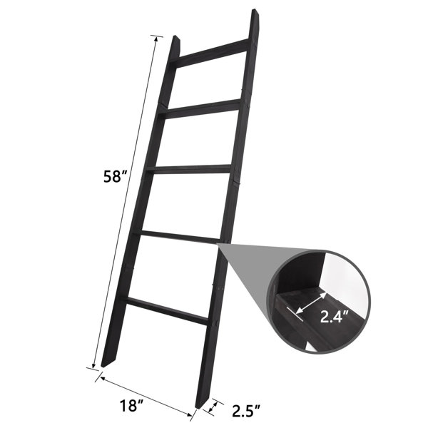 Loon Peak® Blanket Ladder, 5-Tier Wooden Quilt Stand, Decorative Ladder ...