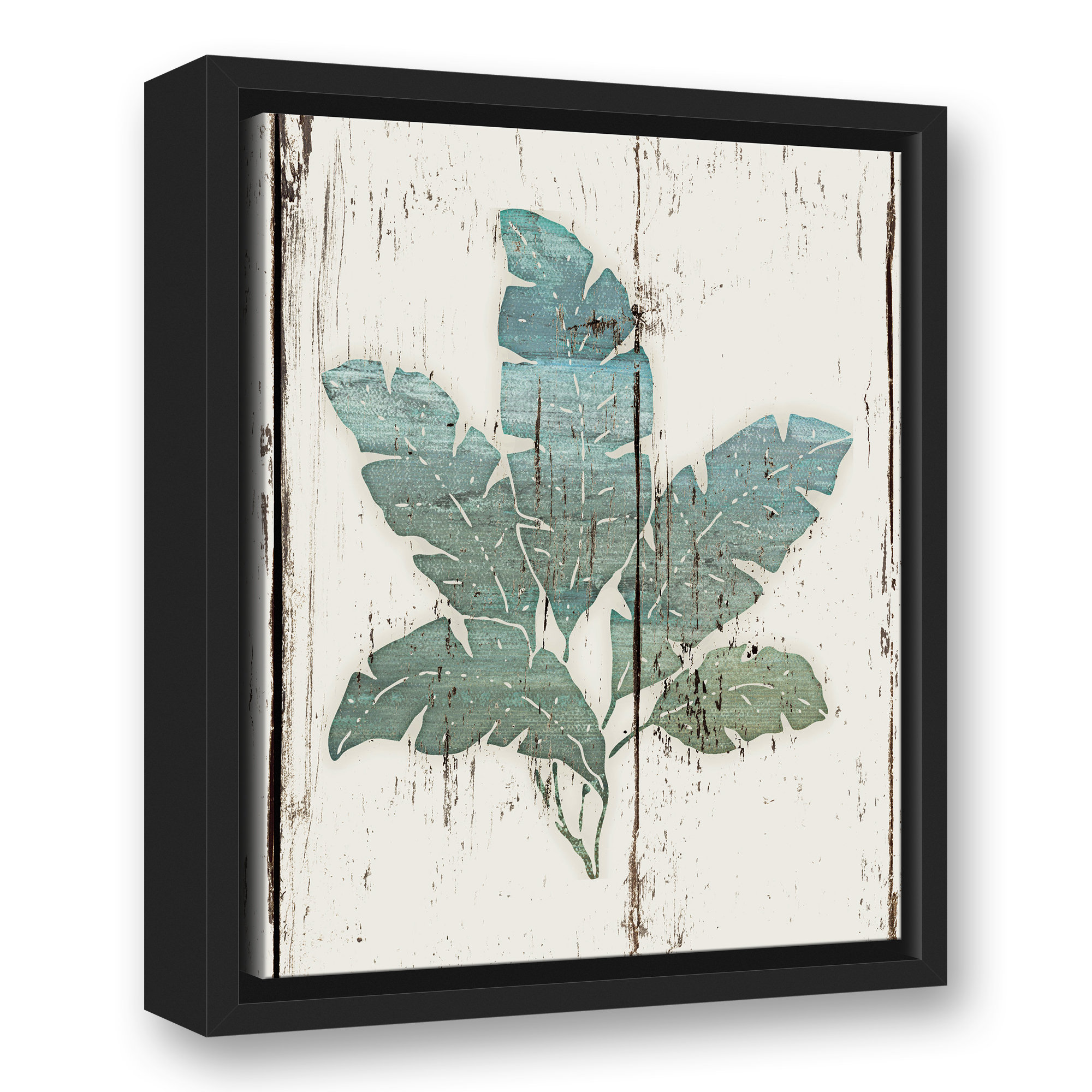 Bay Isle Home™ Leaves on Pallet - Floater Frame Print on Canvas | Wayfair
