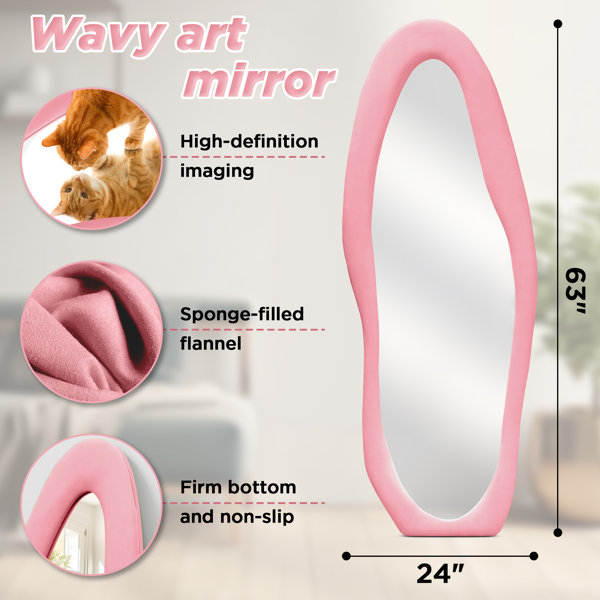 Wrought Studio Flynne Wavy Wood Floor Mirror | Wayfair