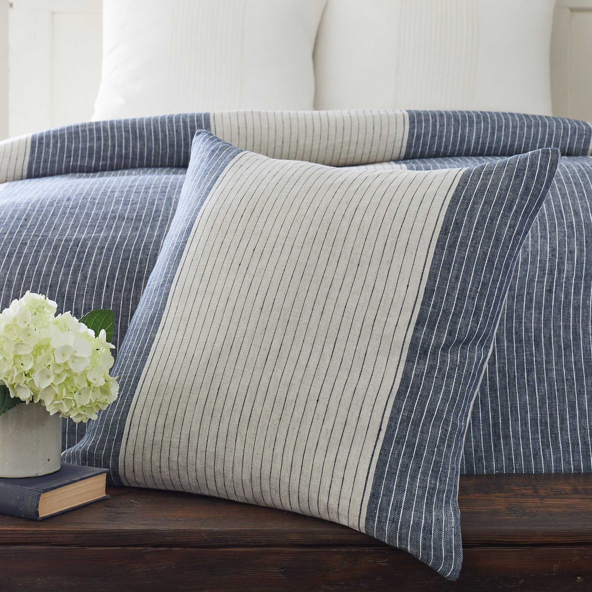 Taylor Linens Oyster Bay Blue Striped Linen Sham | Wayfair